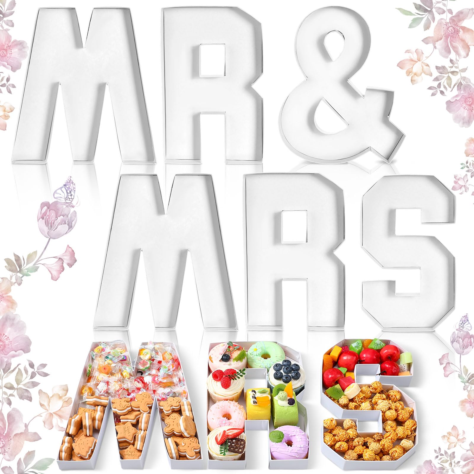 Buy Mooliwe Set of 6 Charcuterie Letters Mr & Mrs Cardboard Number ...