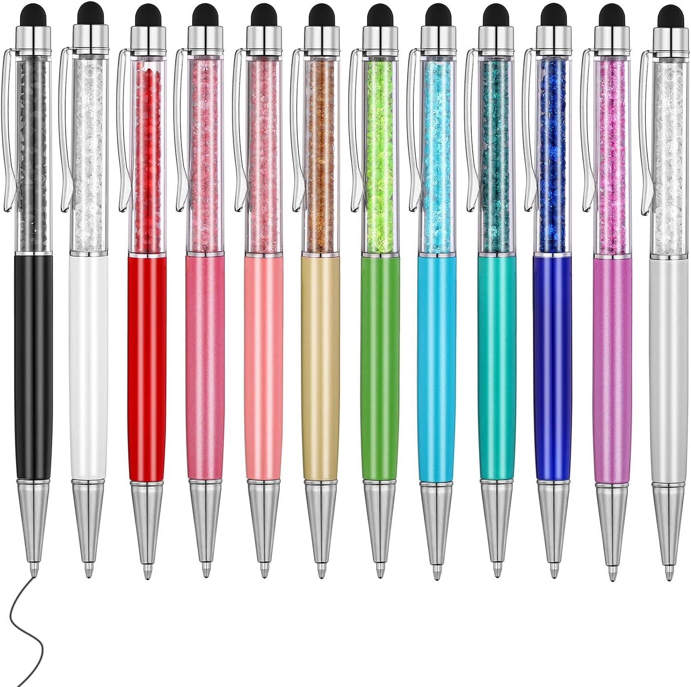 MengRan Cute Pens with Stylus Tip, 2 in 1 Black Ink Ballpoint Pens and ...