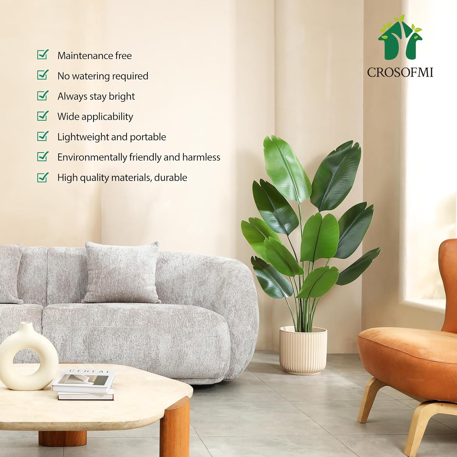 CROSOFMI Planta artificial de ave del paraíso de 5 pies, palmera ...