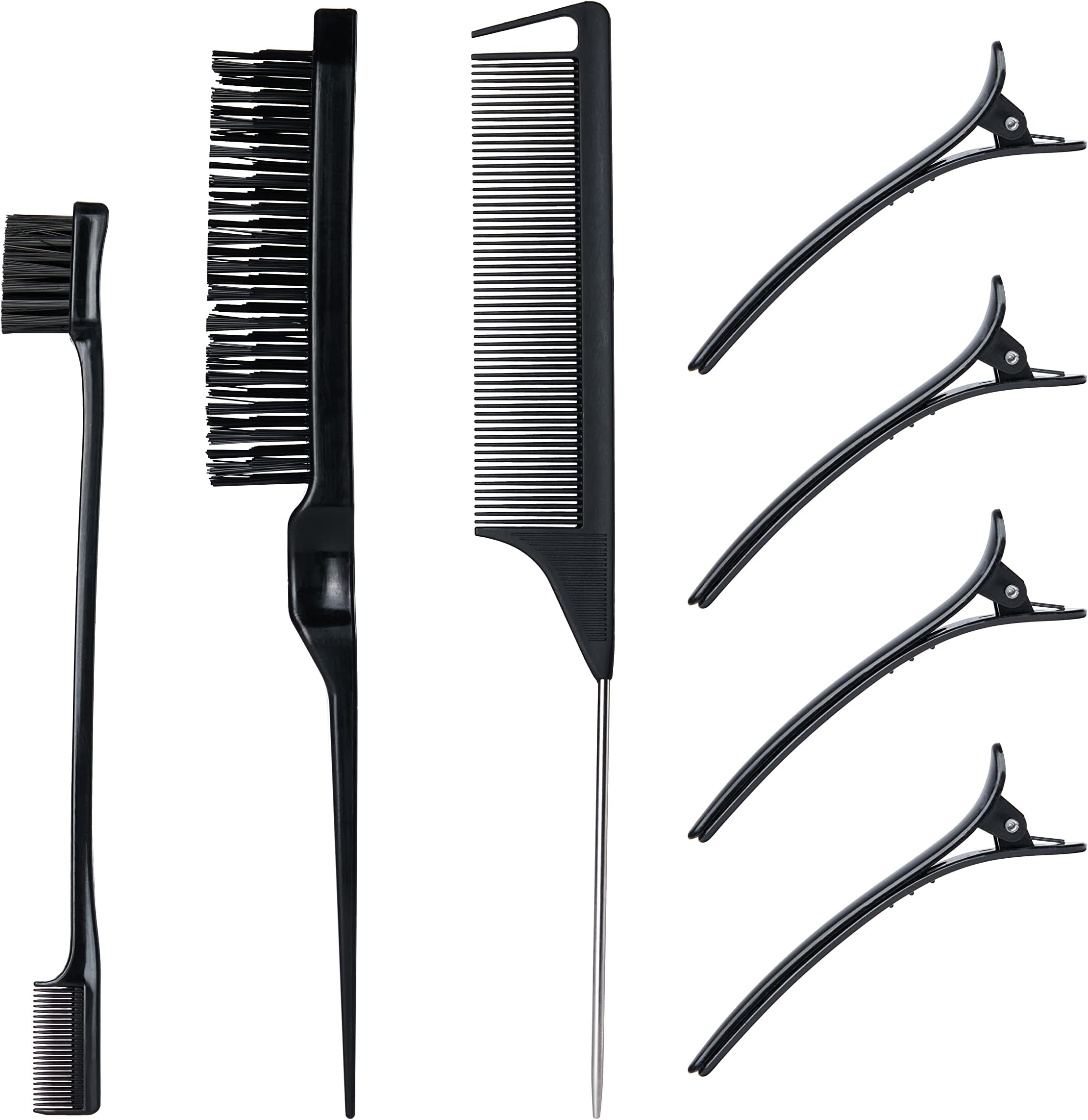 Amazon.com : 5 Pieces Hair Styling Comb Set Black - Edge Control Brush ...
