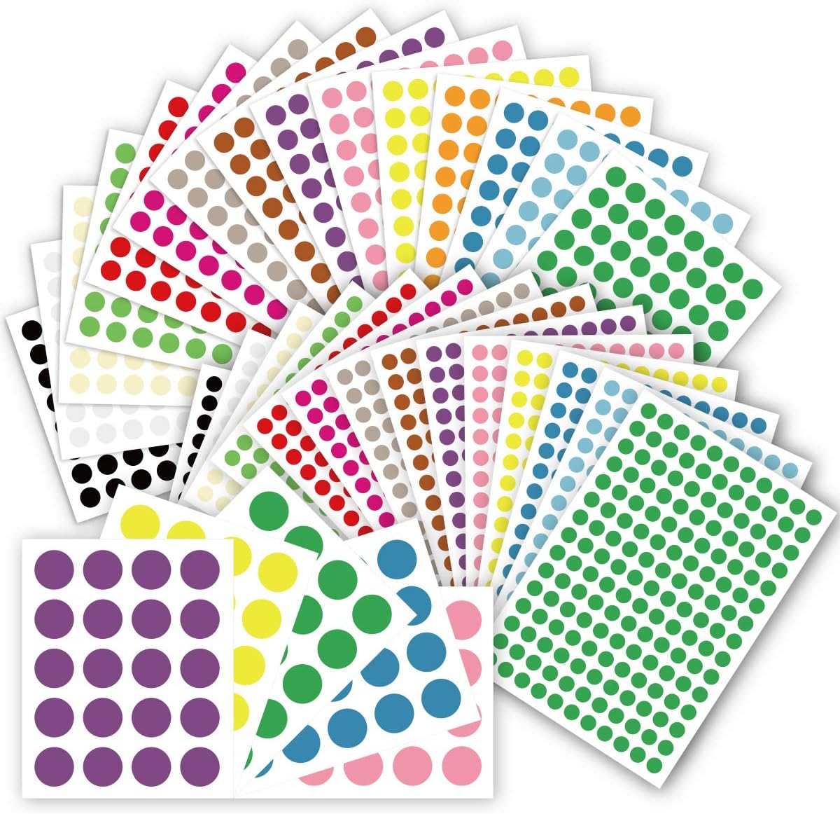 G.F. Gommettes rondes, Gommettes enfants, 4000 Gommettes-35 plaquettes ...