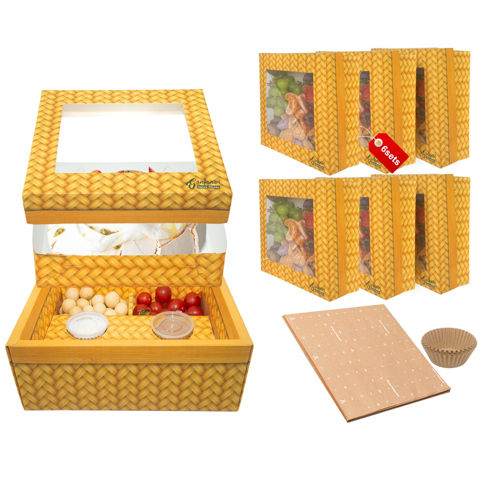 Snapklik.com : Cupcake Containers Weaved Bamboo Printed,2-Layer ...
