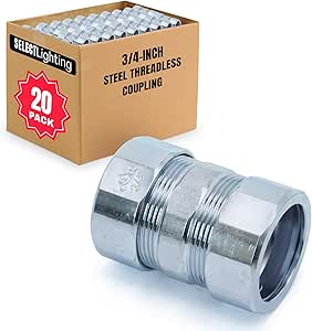 SELECT 20 Pack Lighting Threadless Coupling, 3/4 Inch Zinc Plated Steel ...