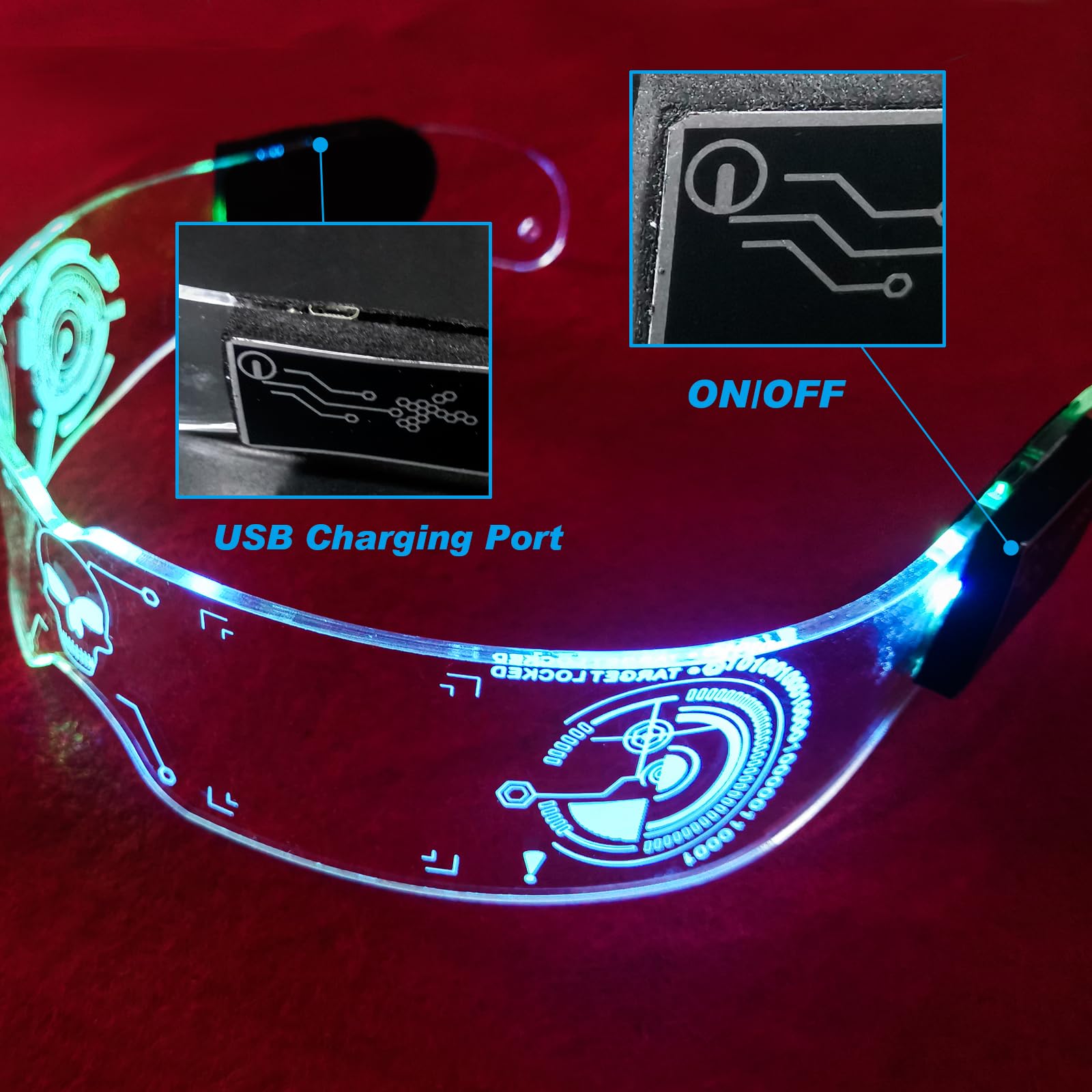 Snapklik.com : Fency LED Up Glasses Flashing/Fixed Light Colors, USB ...