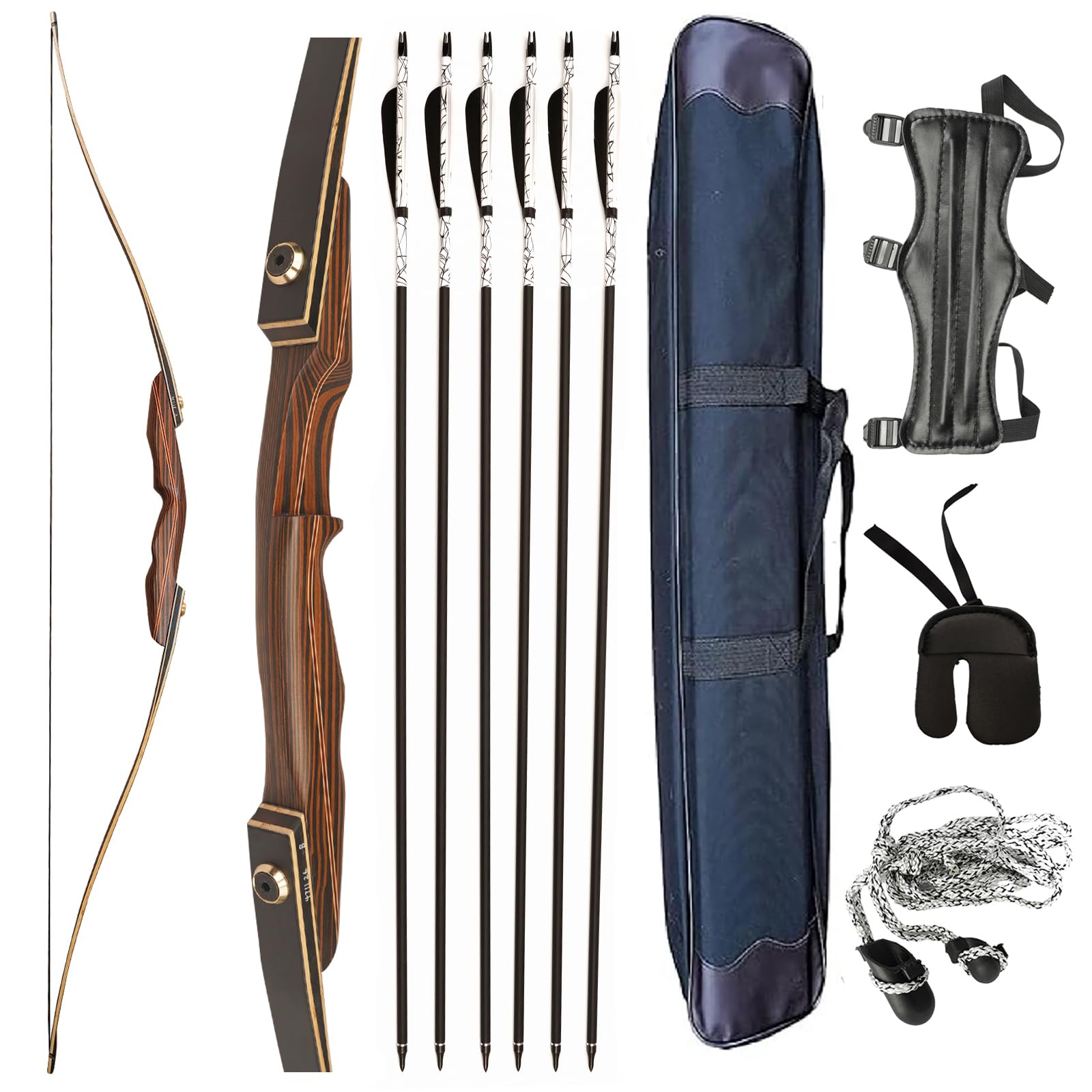 Archery Recurve Bow, Takedown Professional Long Bow for Hunting, Right ...
