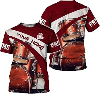 Personalized Drum 3D Shirt,Custom Name Drumset T-Shirt,Drumming Tee for ...