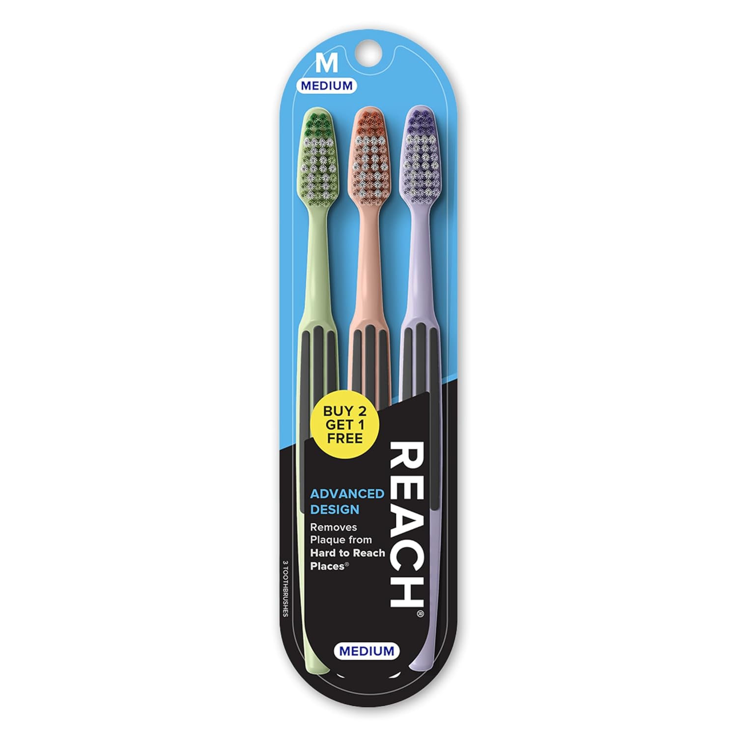 Amazon.com : Reach Advanced Design Toothbrush with Medium Bristles, 3 ...