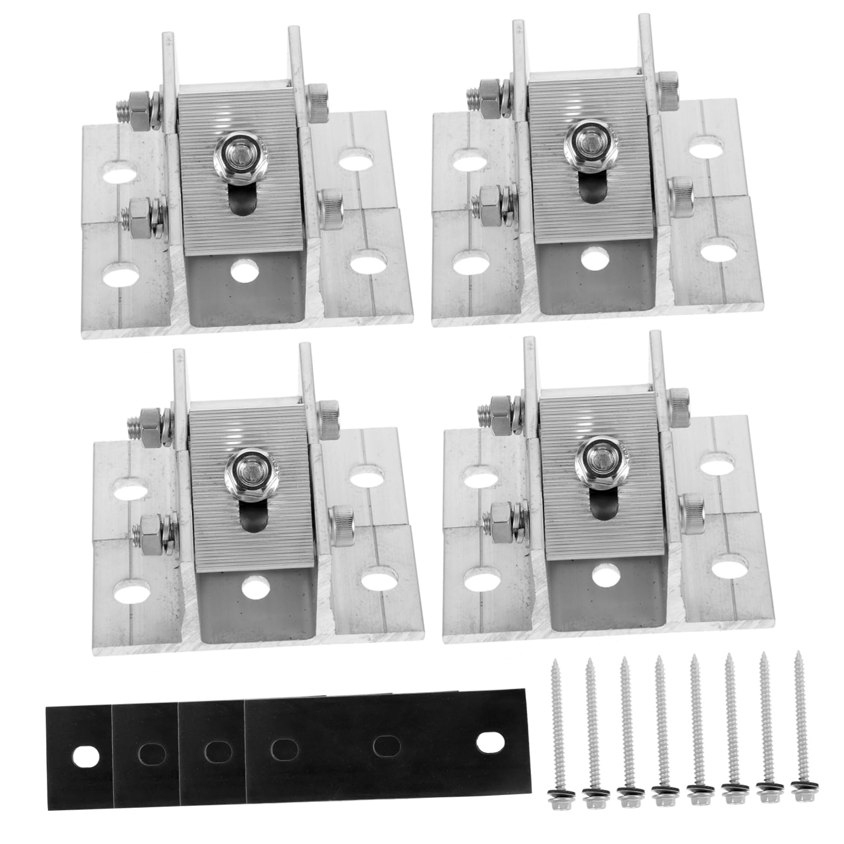 Amazon | Mobestech 4個 ソーラーモノリシックモジュールアルミニウム合金調整可能なブラケット パネルクランプ ソーラーパネルエンドクランプ ソーラーパネル用取付金具 平屋根 ...