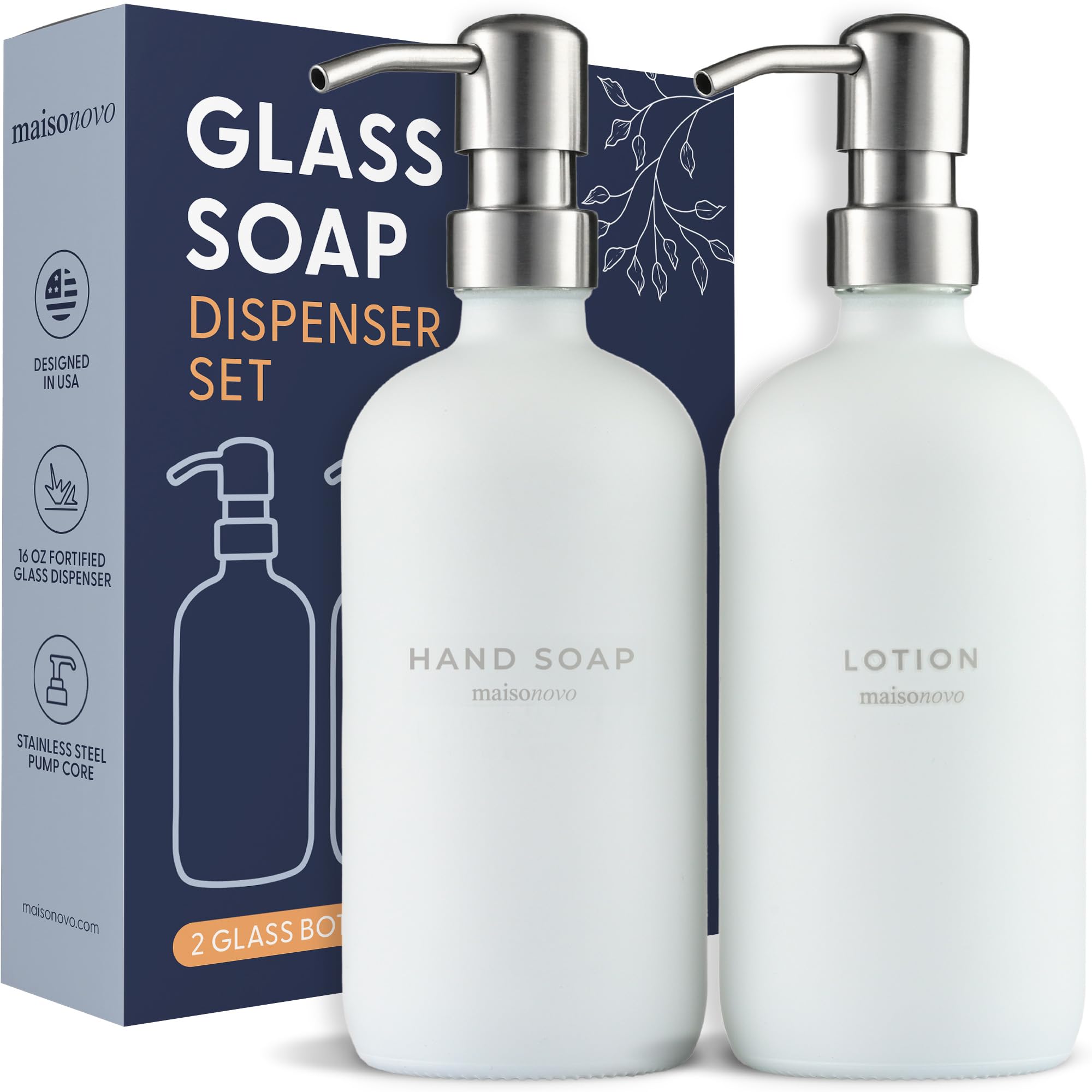 Amazon.com: MaisoNovo Soap Dispensers 2-Piece Set | Soap and Lotion ...