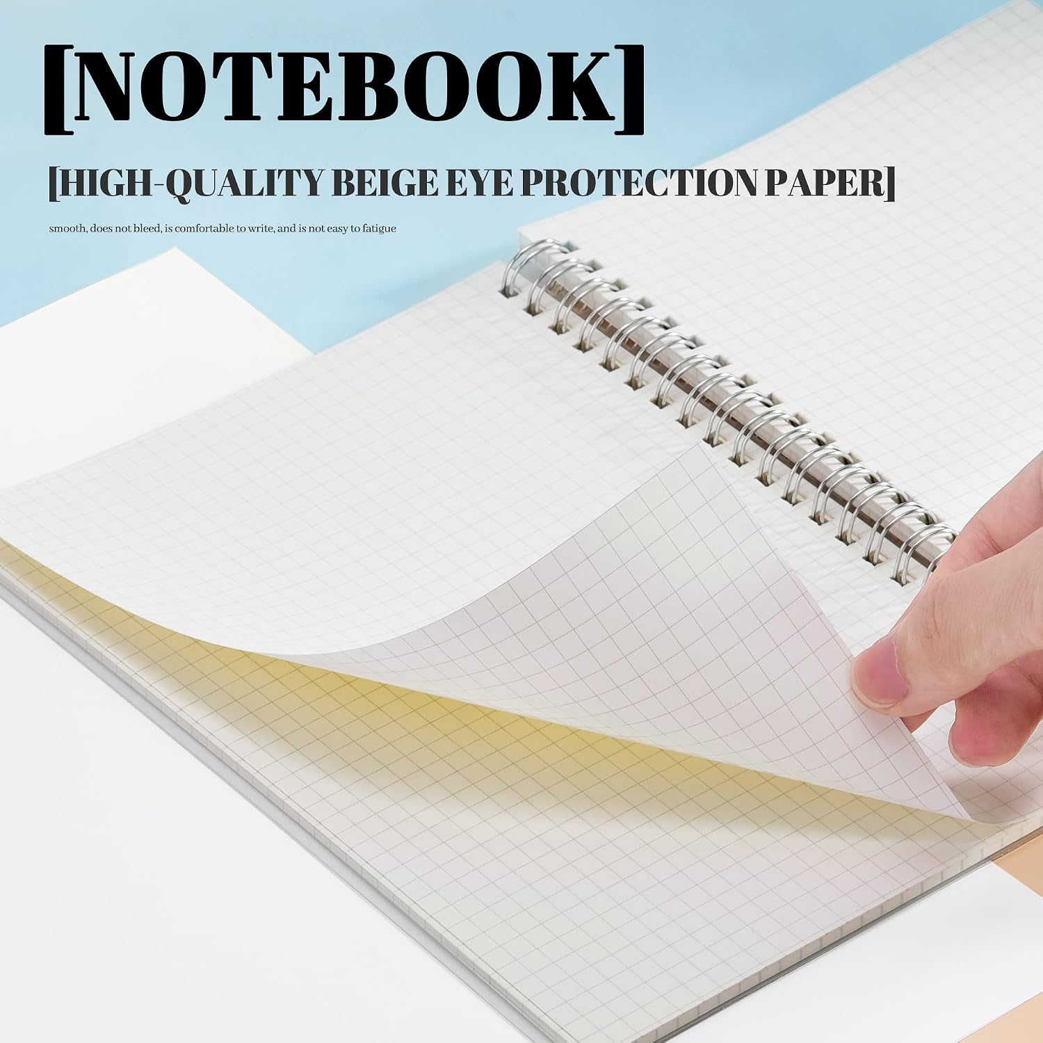 Paquete de 4 cuadernos en espiral, cuaderno de papel cuadriculado ...