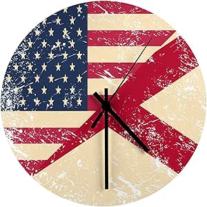 Amazon.com: Retro USA and Alabama State Flag Wall Clock Silent Non ...