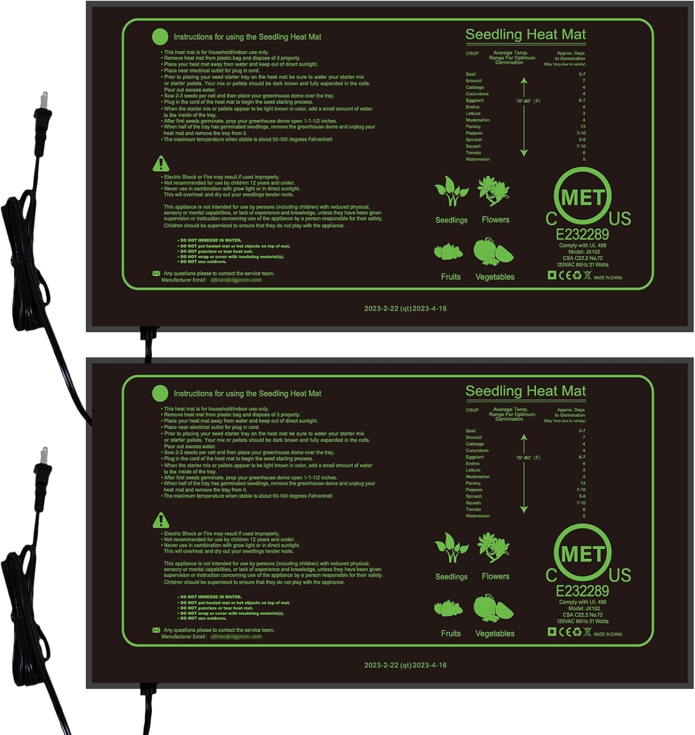 Amazon.com : FOYOTO 2 Pack Seedling Heat Mat - 10"x 20.75" Durable ...