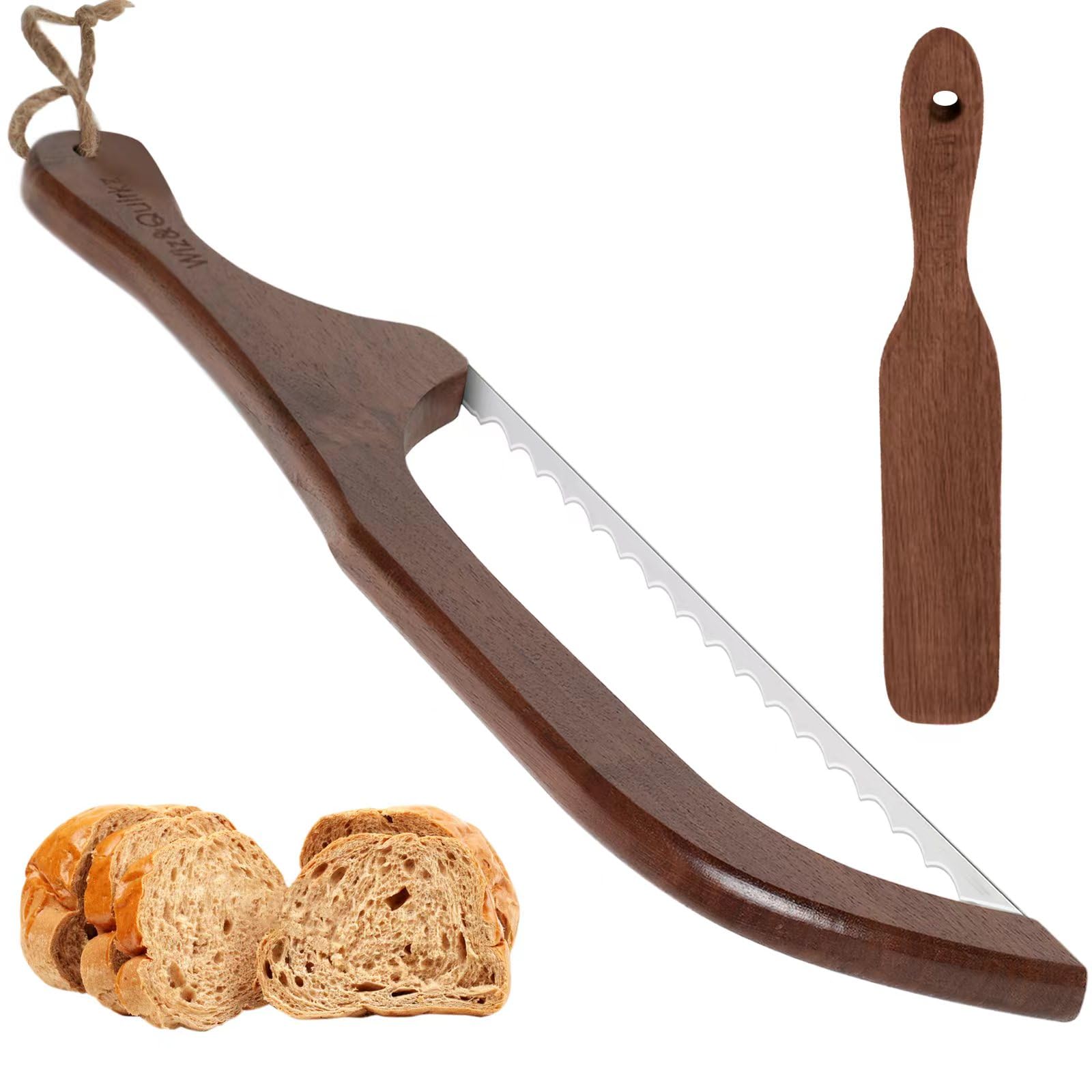 Amazon.com: Wiz&Quirkz Bread Bow Knife with Cover and Wood Sourdough ...