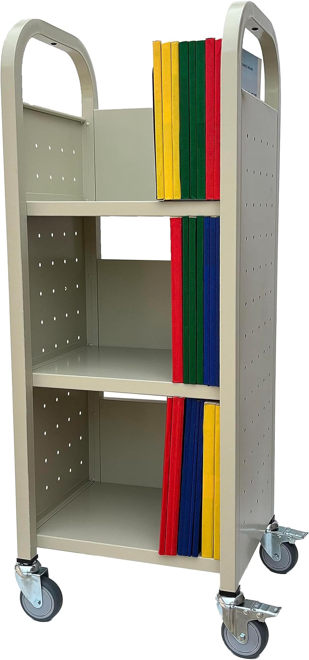 Amazon.com: Workington Single Bank Rolling Book Truck Book Cart with 3 ...