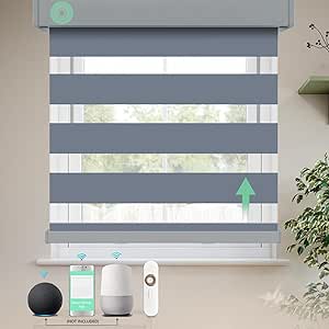 Amazon.com: MING CHEN Motorized Blinds with Remote Control 95% Blackout Electric Zebra Blinds ...