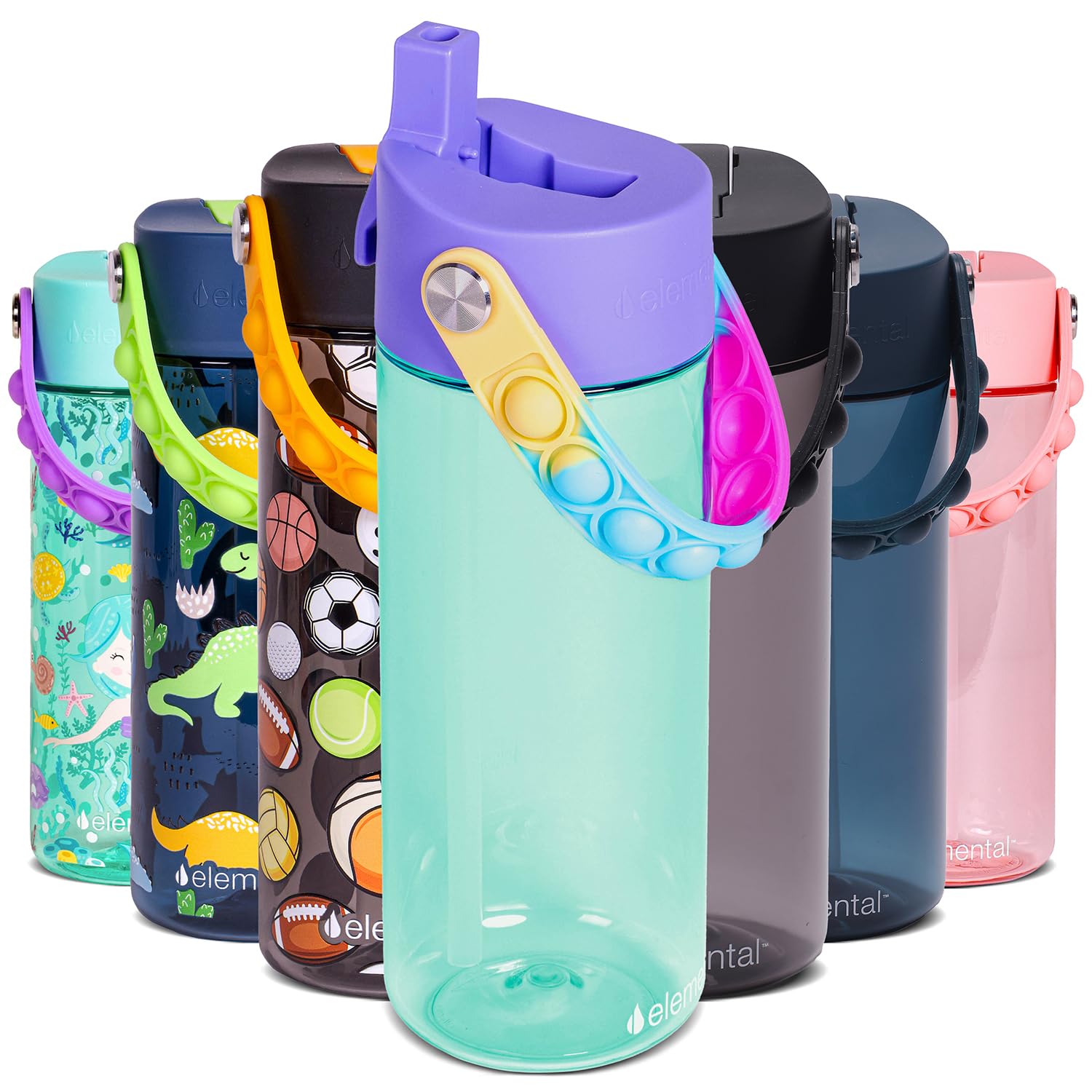 Amazon.com: Elemental Leak Proof Water Bottles for Kids - Splash Kids ...