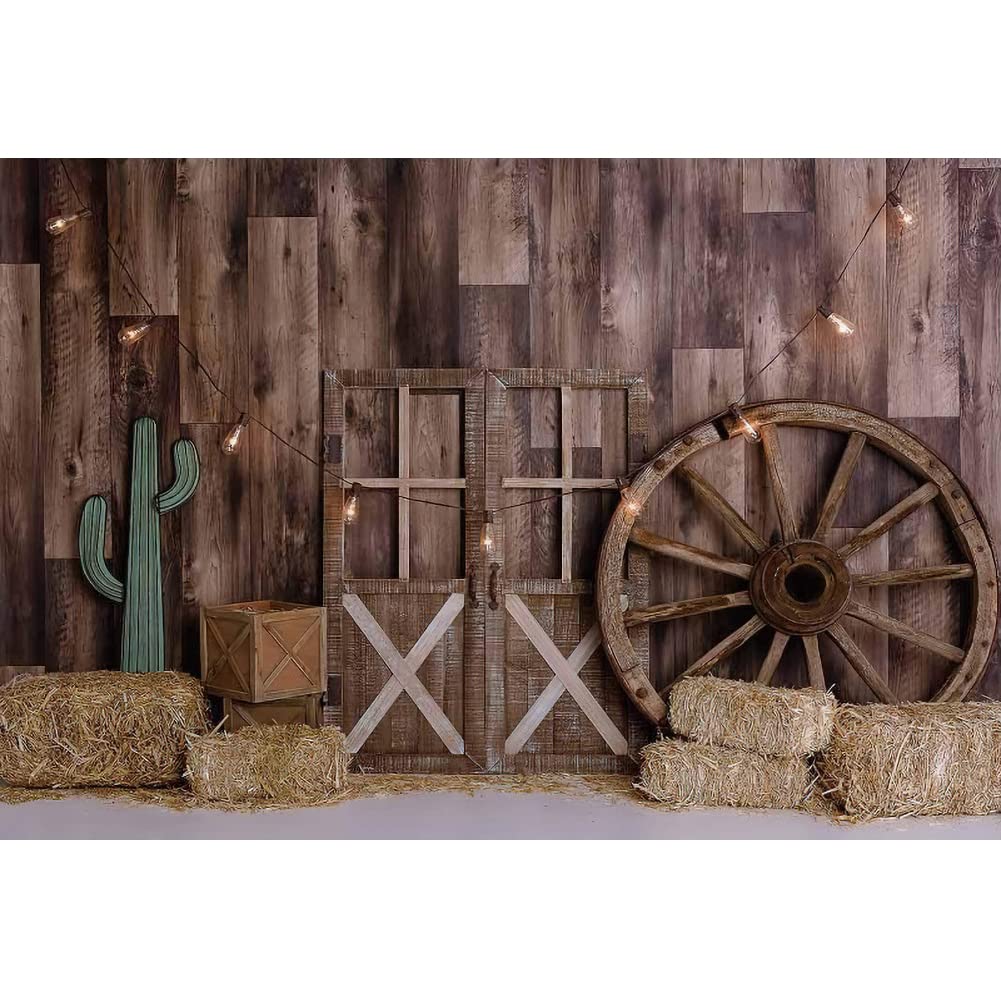 Buy CSFOTO 10x8ft Western Cowboy Backdrop Wooden Barn Door Farmhouse ...