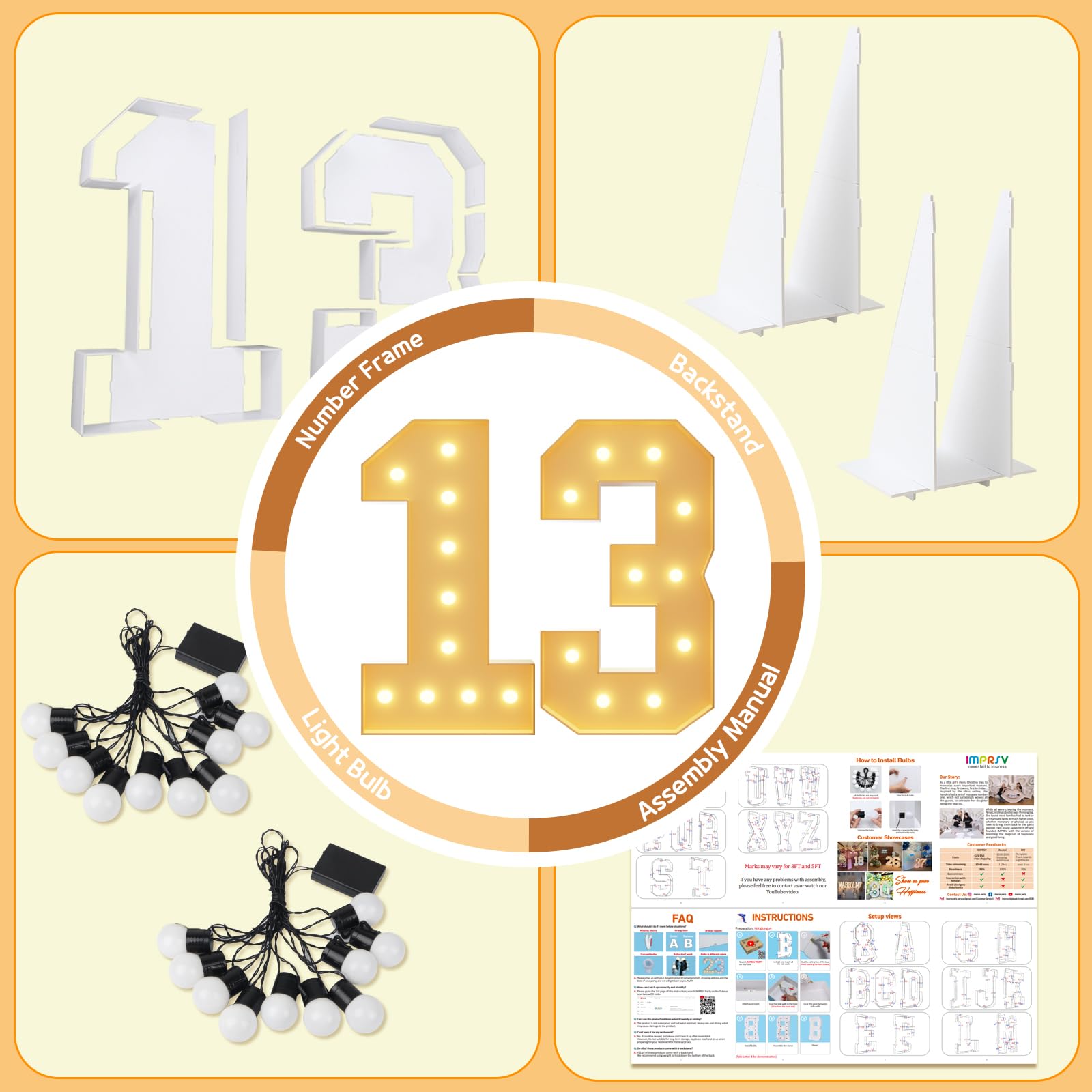 Snapklik.com : Imprsv 4FT Light Up Numbers, Marquee 13th Birthday ...
