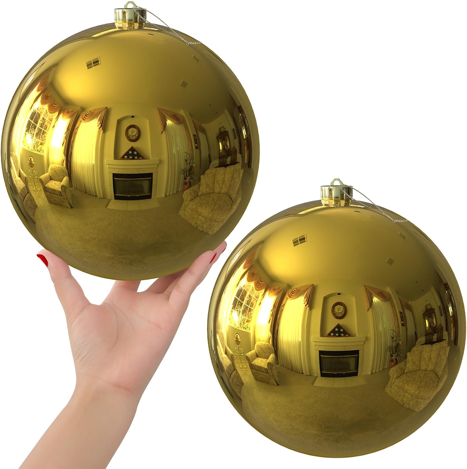 Amazon.com: Gold 8.0" Extra Large Christmas Ornaments - Christmas Tree ...