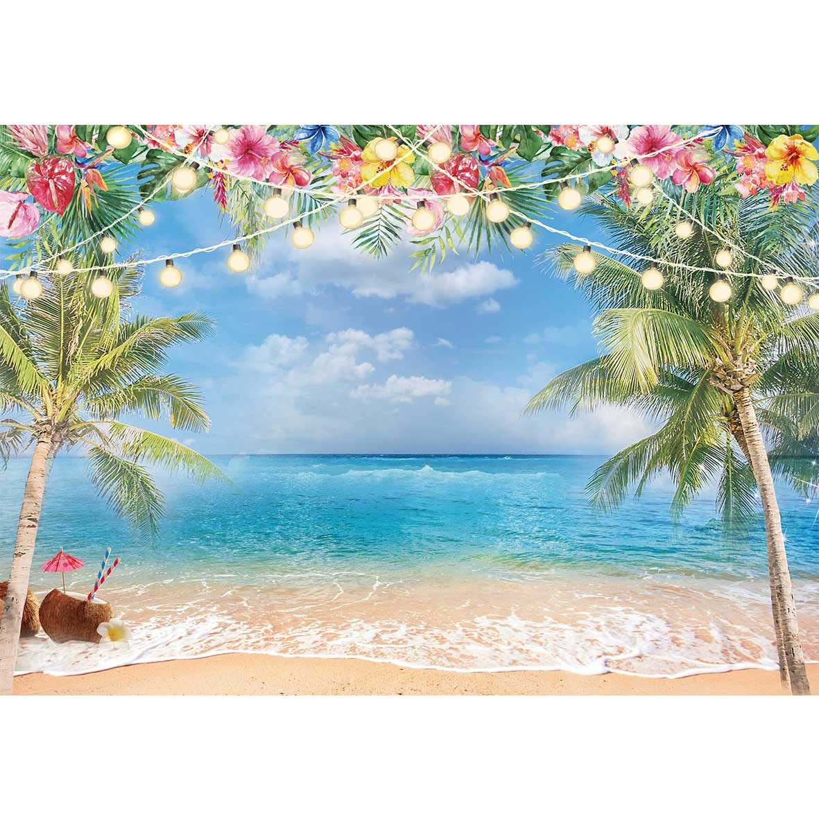Buy Haboke 7x5ft Summer Hawaiian Beach Ocean Photography Backdrop Sky ...