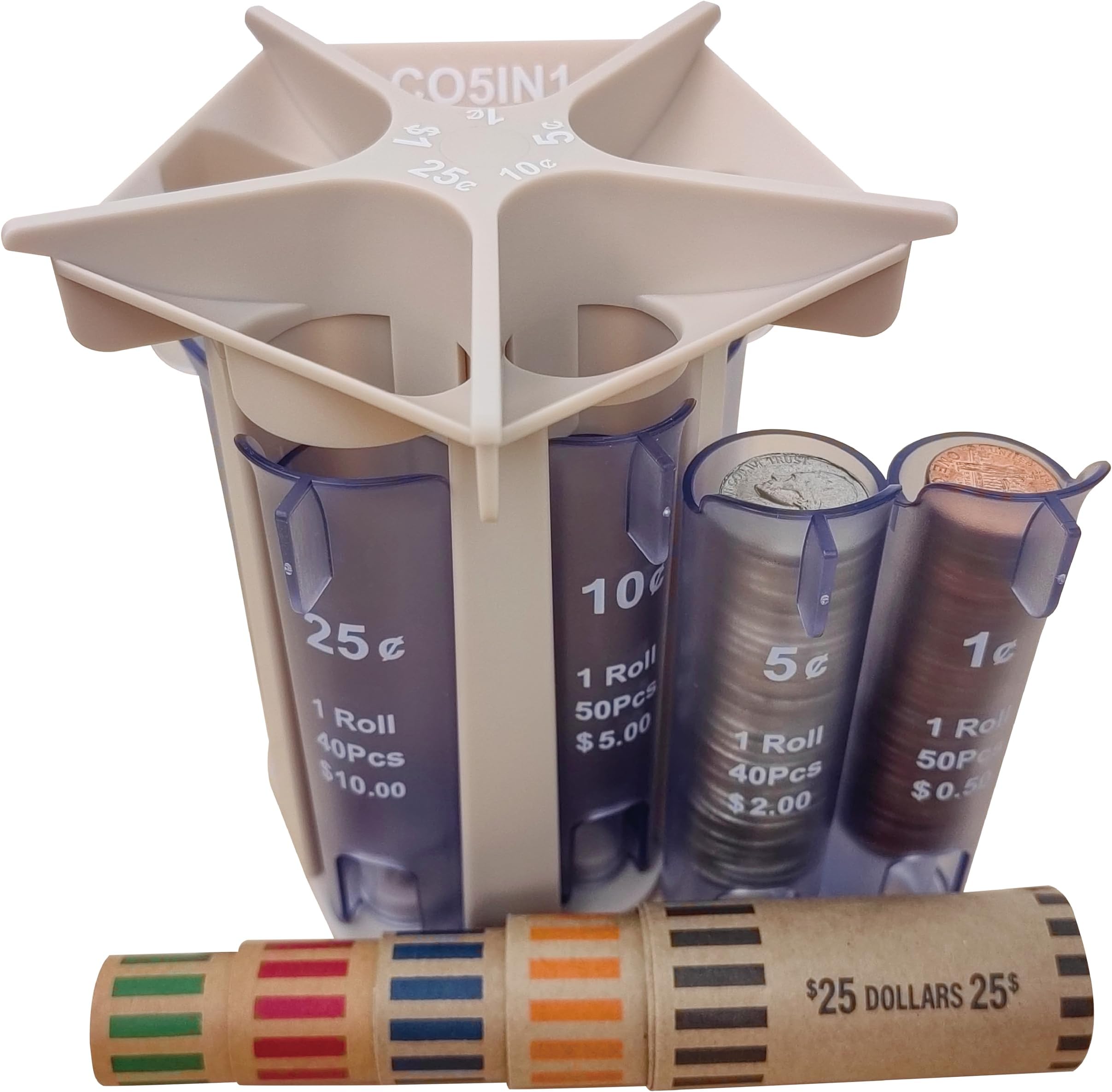 Amazon.com : CO5IN1 Coin Sorter Tube Coin Counter with Coin Wrappers ...