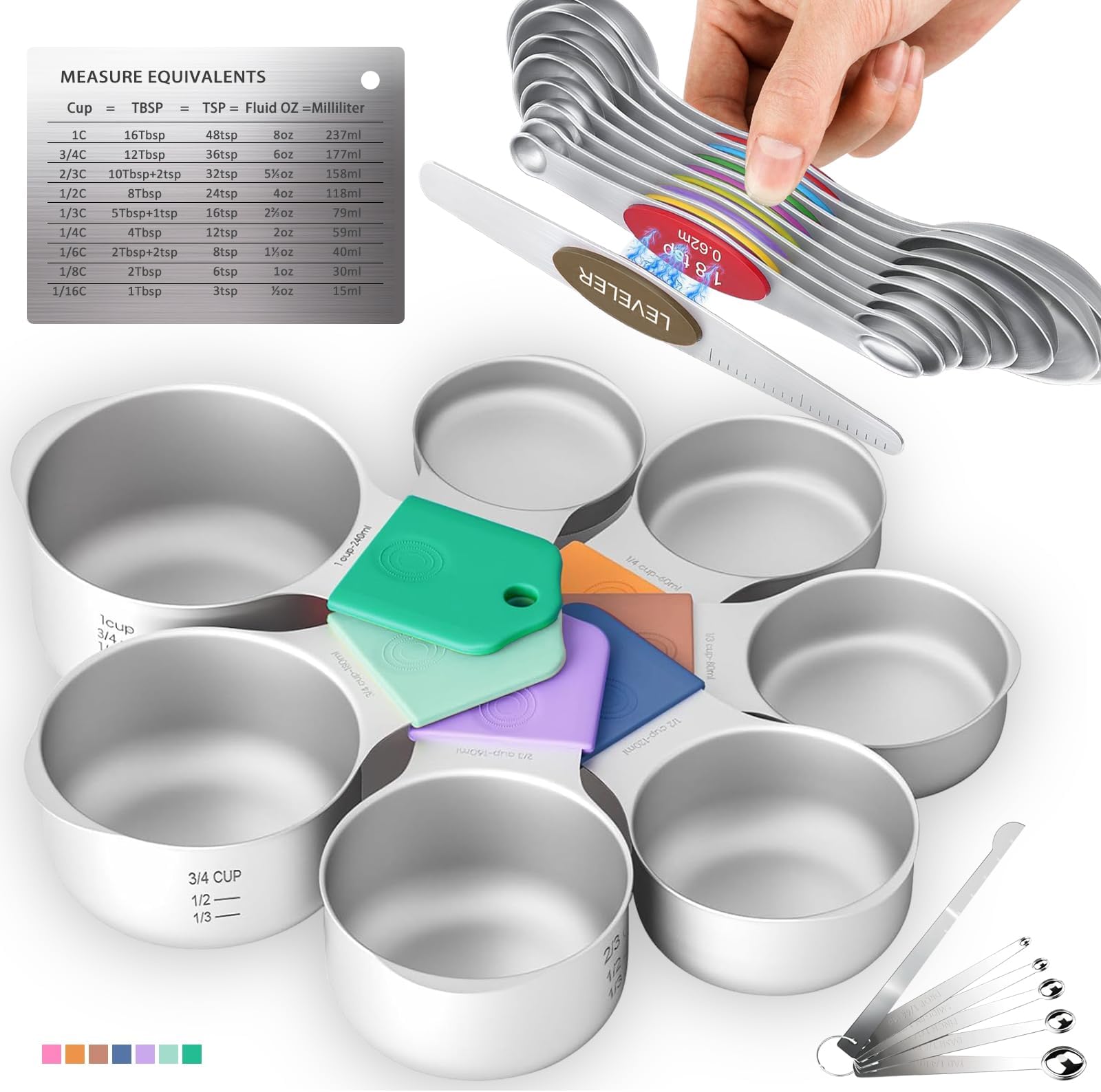 Amazon.com: Fanadith Magnetic Measuring Cups and Spoons Set | 16-Piece ...