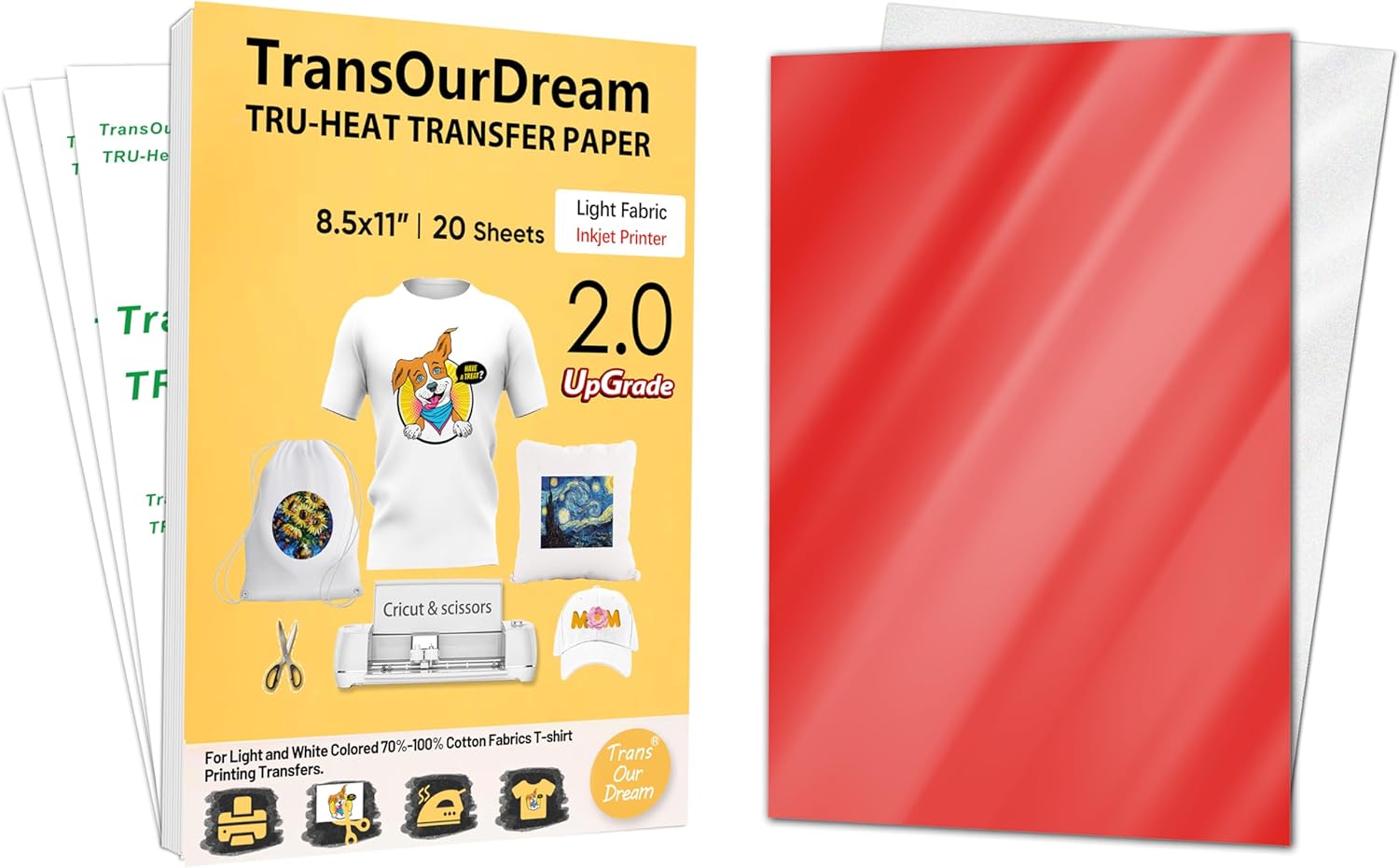 Amazon.com : TransOurDream Tru-Heat Transfer Paper for Light T Shirts ...