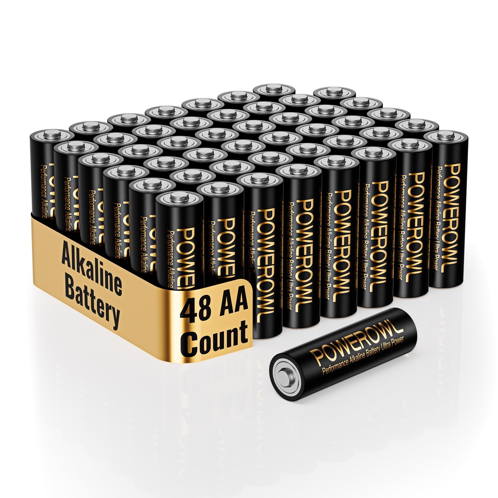 POWEROWL AA Batteries 48 Pack - Alkaline 1.5v - High-Capacity Long ...