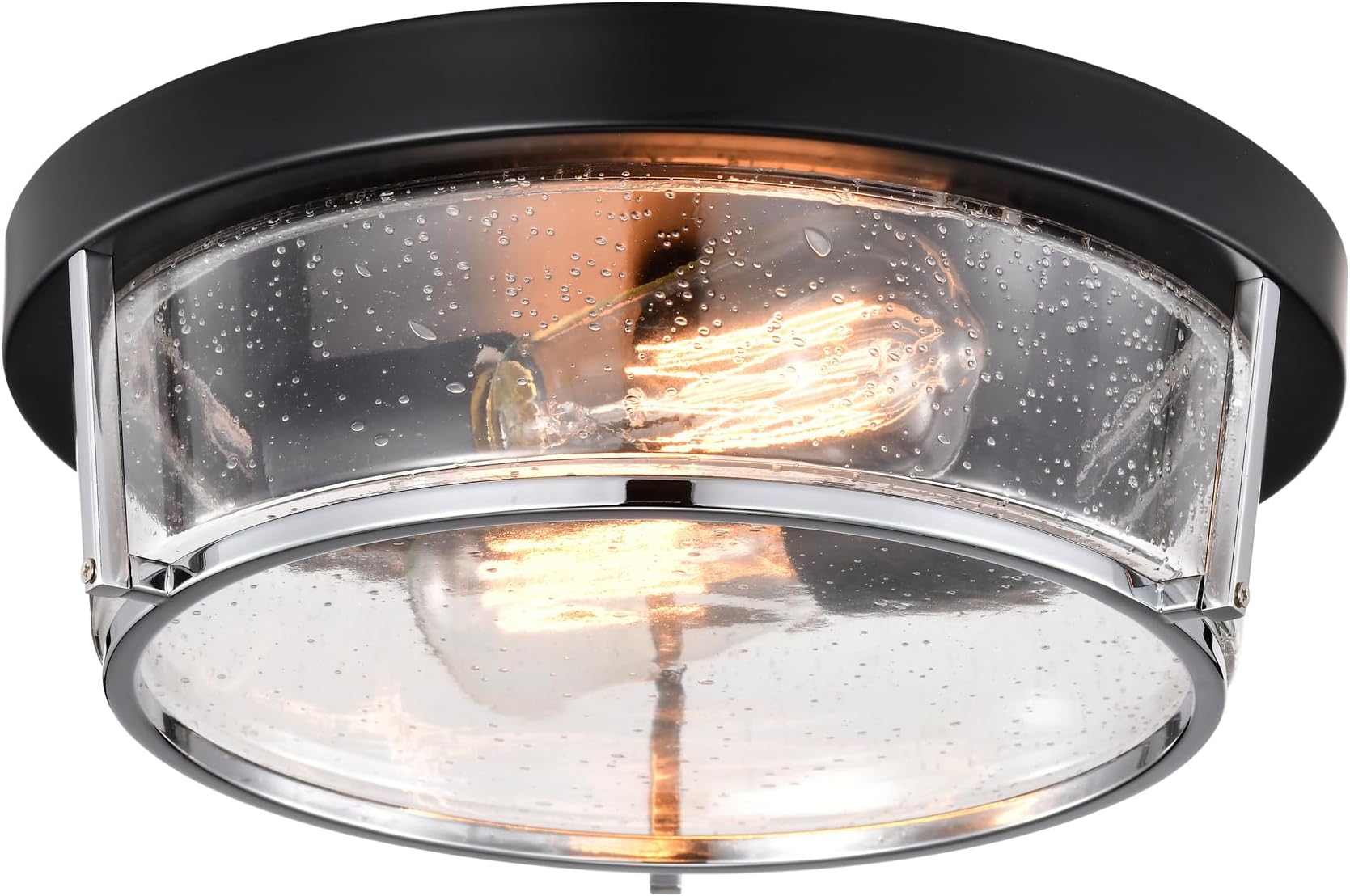 winsmart Black Flush Mount Ceiling Light Fixture，12 inch 2-Lights ...