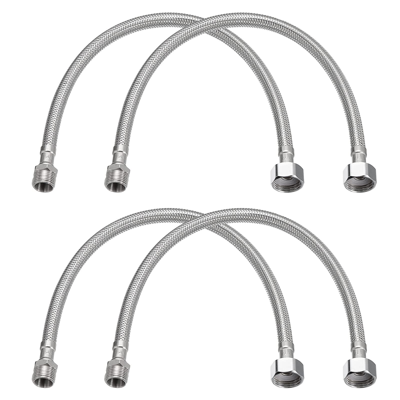 uxcell 16 Inch Long Faucet Supply Line Connector, 4pcs G3/8 Male ...