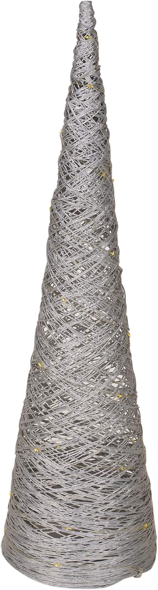 Carousel Home Medium Elegant Silver Cone LED Christmas Tree | Warm ...