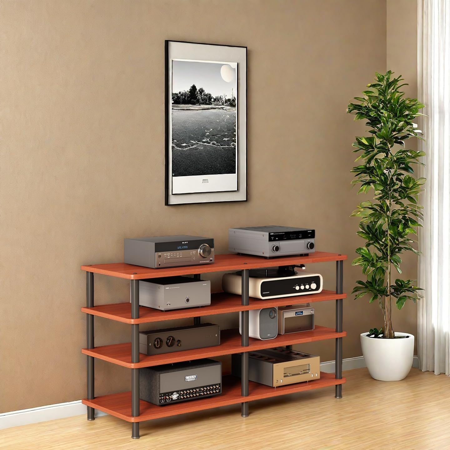 Amazon.com: 4-Tier Audio Rack, Stereo Rack and AV Media Stand, Record ...