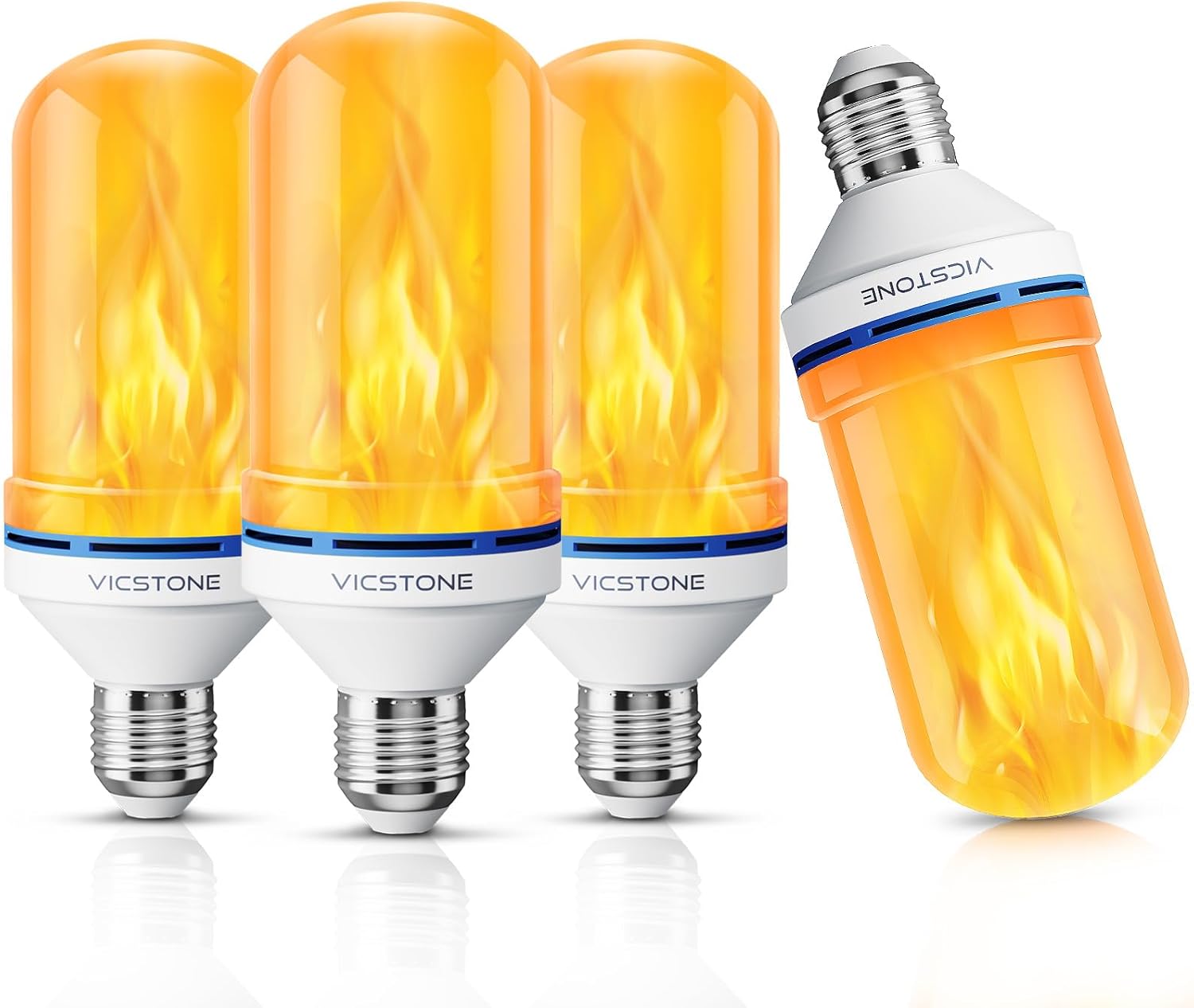 Vicstone Upgraded LED Flame Light Bulbs, 4-Mode Flickering Light Bulbs ...