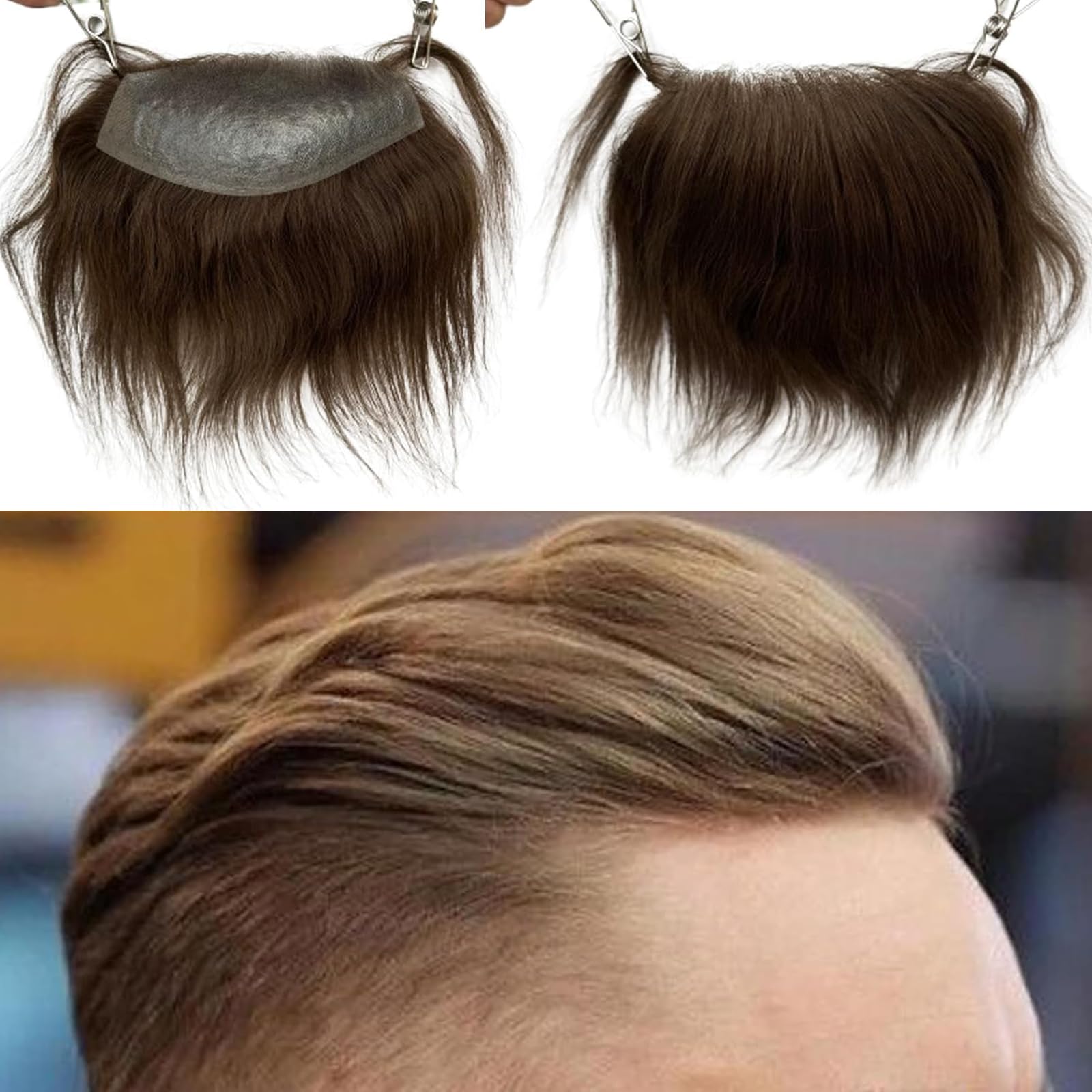 Amazon.com : Voloria Men Forehead Hairline Toupee 100% Human Hair Skin ...