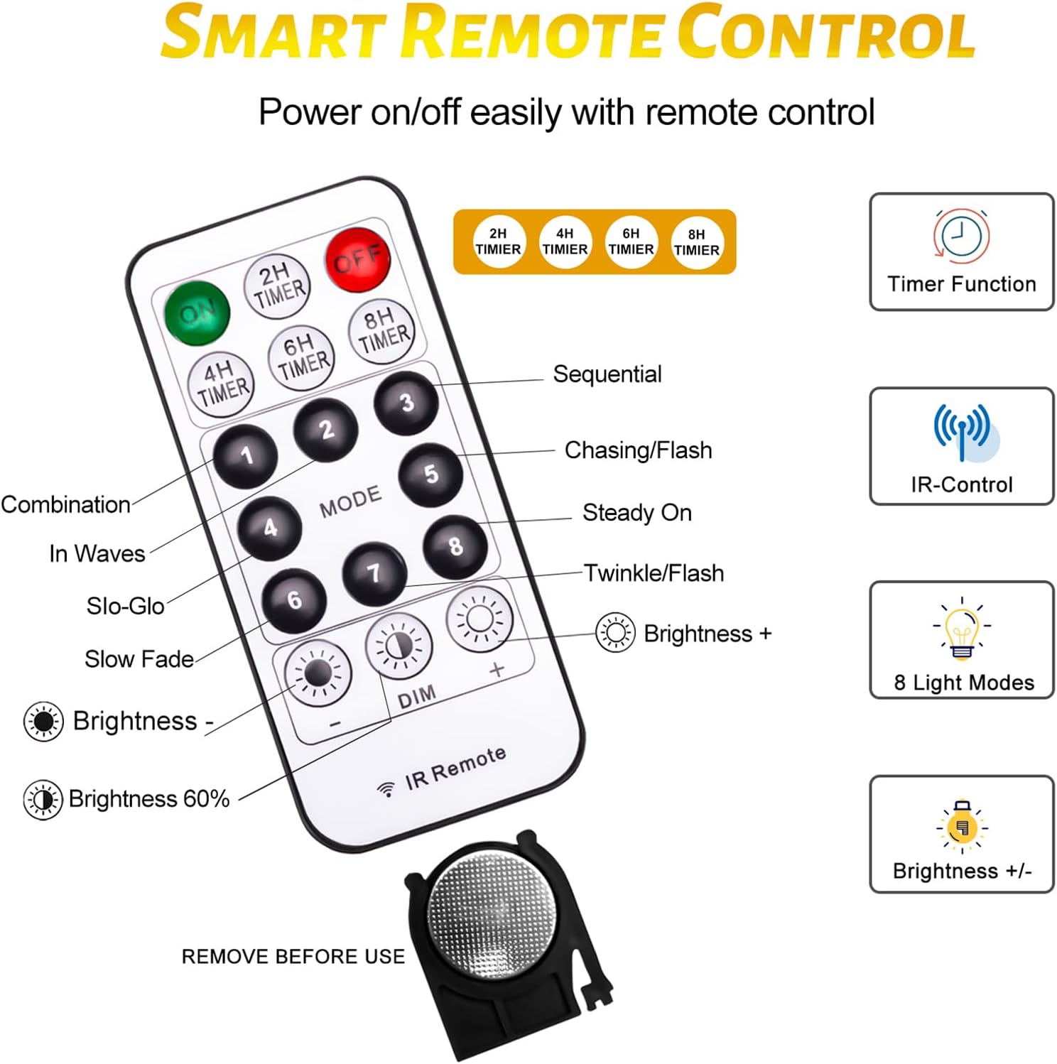 Guirnalda de luces de 33 pies con 100 luces LED USB parpadeantes ...