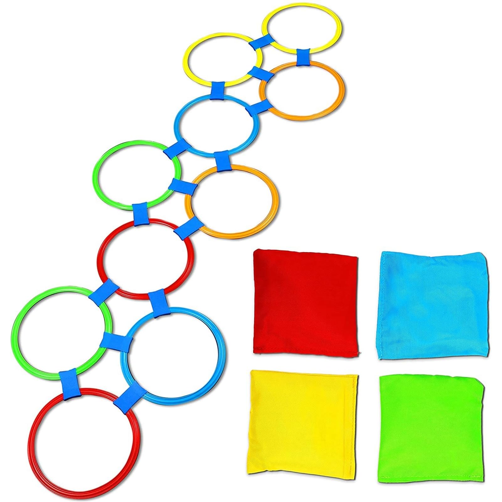 Amazon.com: Hopscotch Game for Kids, 10 Rings, 4 Bean Bags, 15 ...