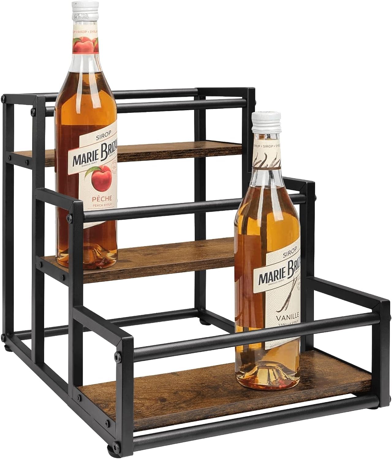 INDIDECOR Metal 11136 Coffee Syrup Rack Organizer, 12 Bottle Syrup ...