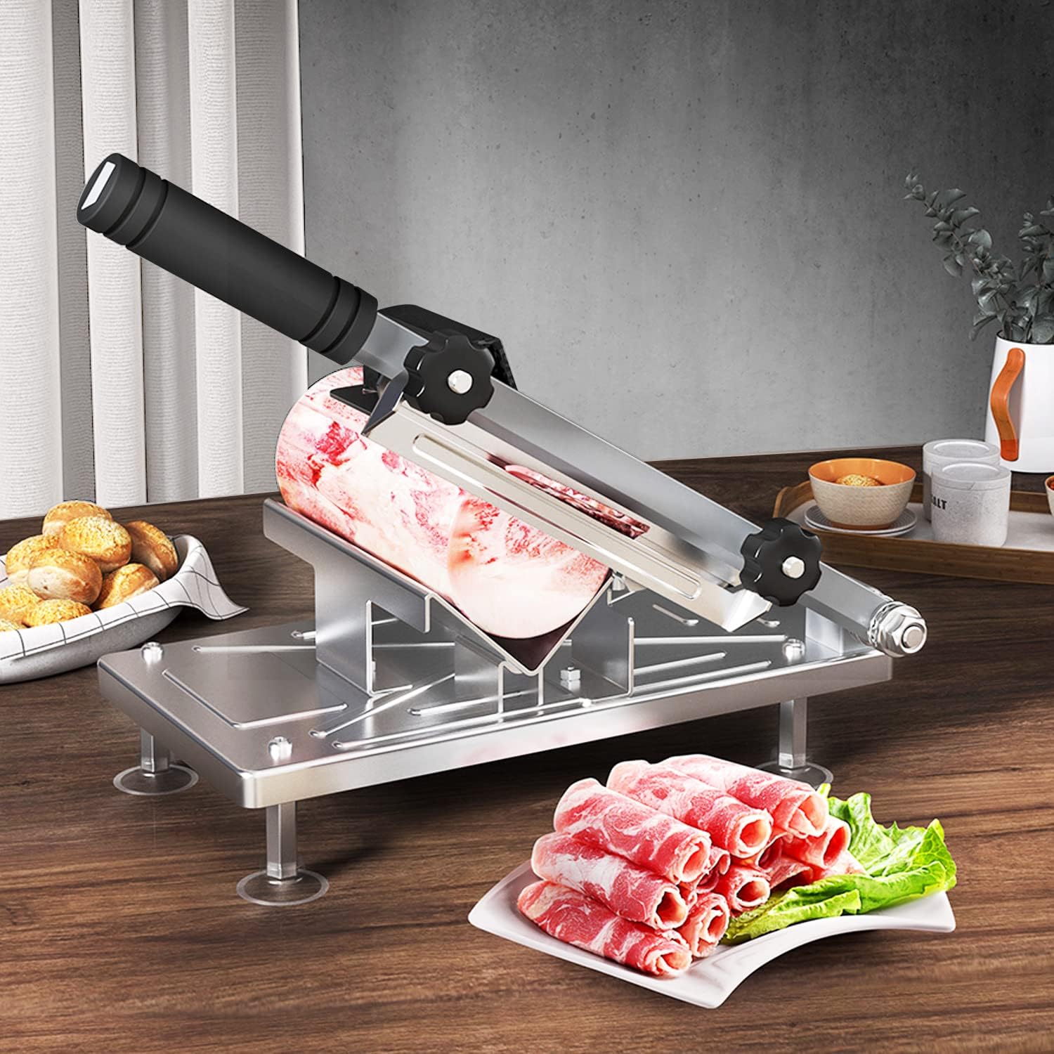Amazon.com: Manual Frozen Meat Slicer - Stainless Steel Frozen Meat ...