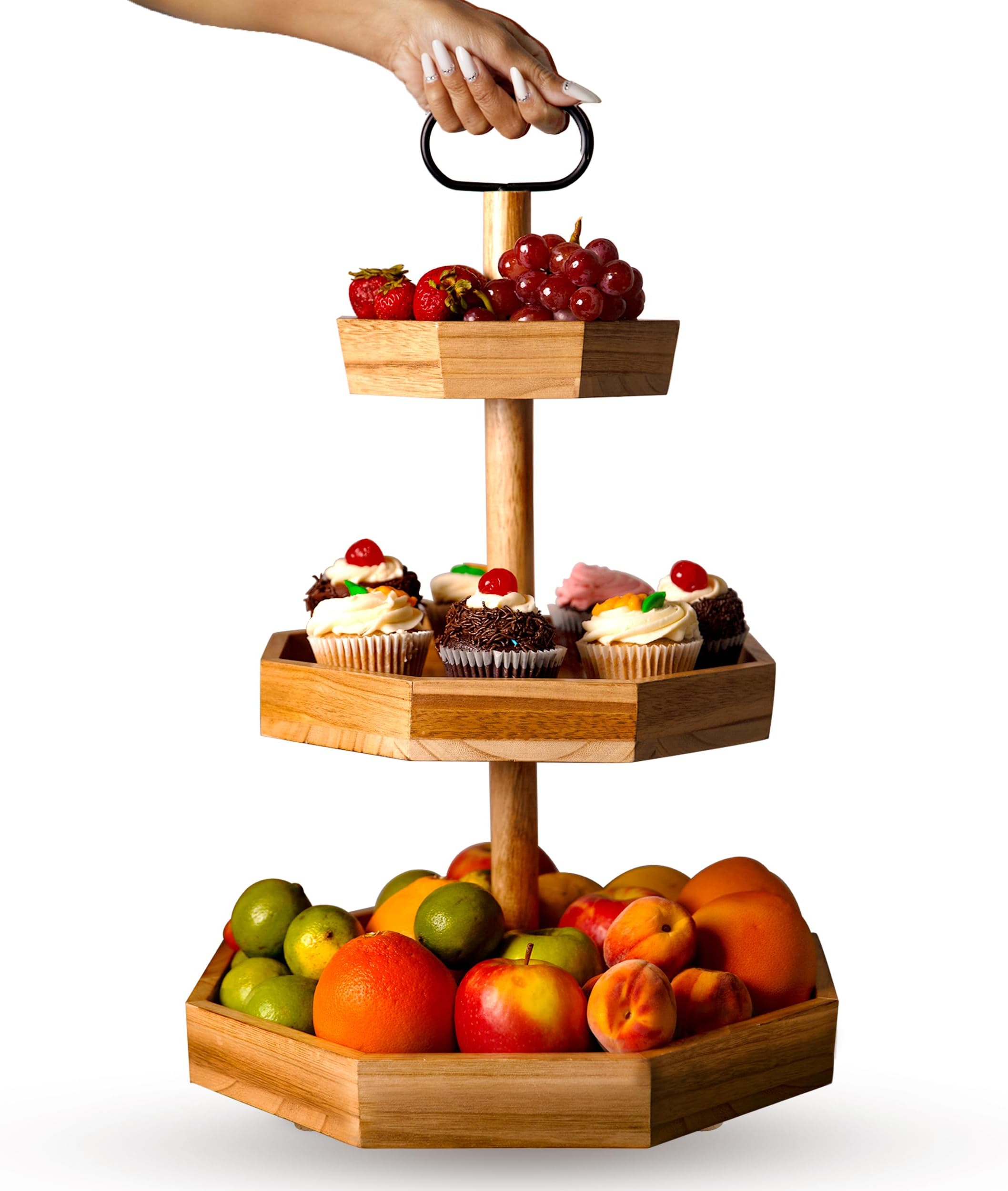 Amazon.com | 3 Pcs 3 Tier Serving Tray Square Wooden 3 Tiered Cake ...