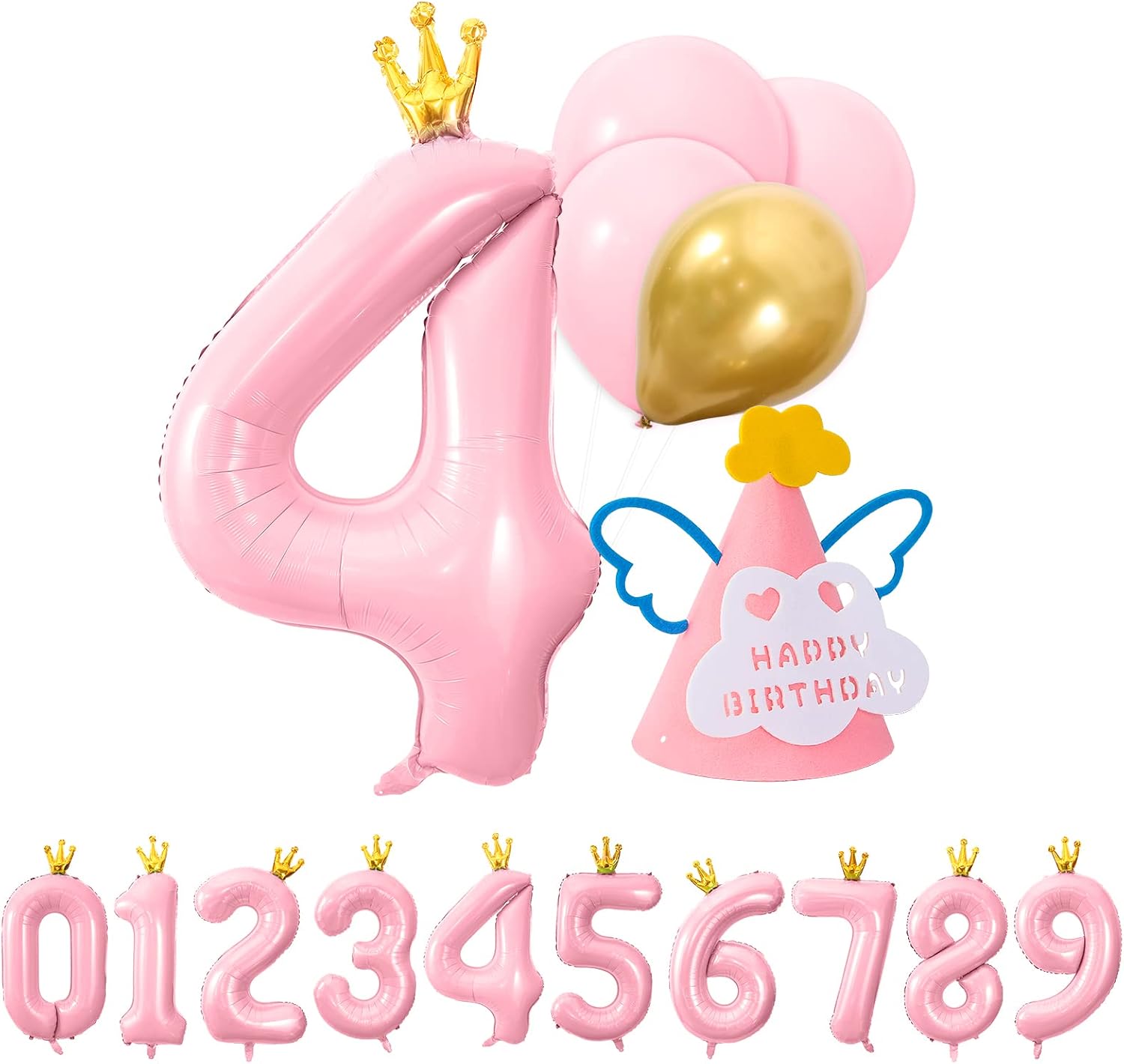 40 Inch Birthday Balloon Pink Number 4 Balloon - 40 Inch Giant 4th ...