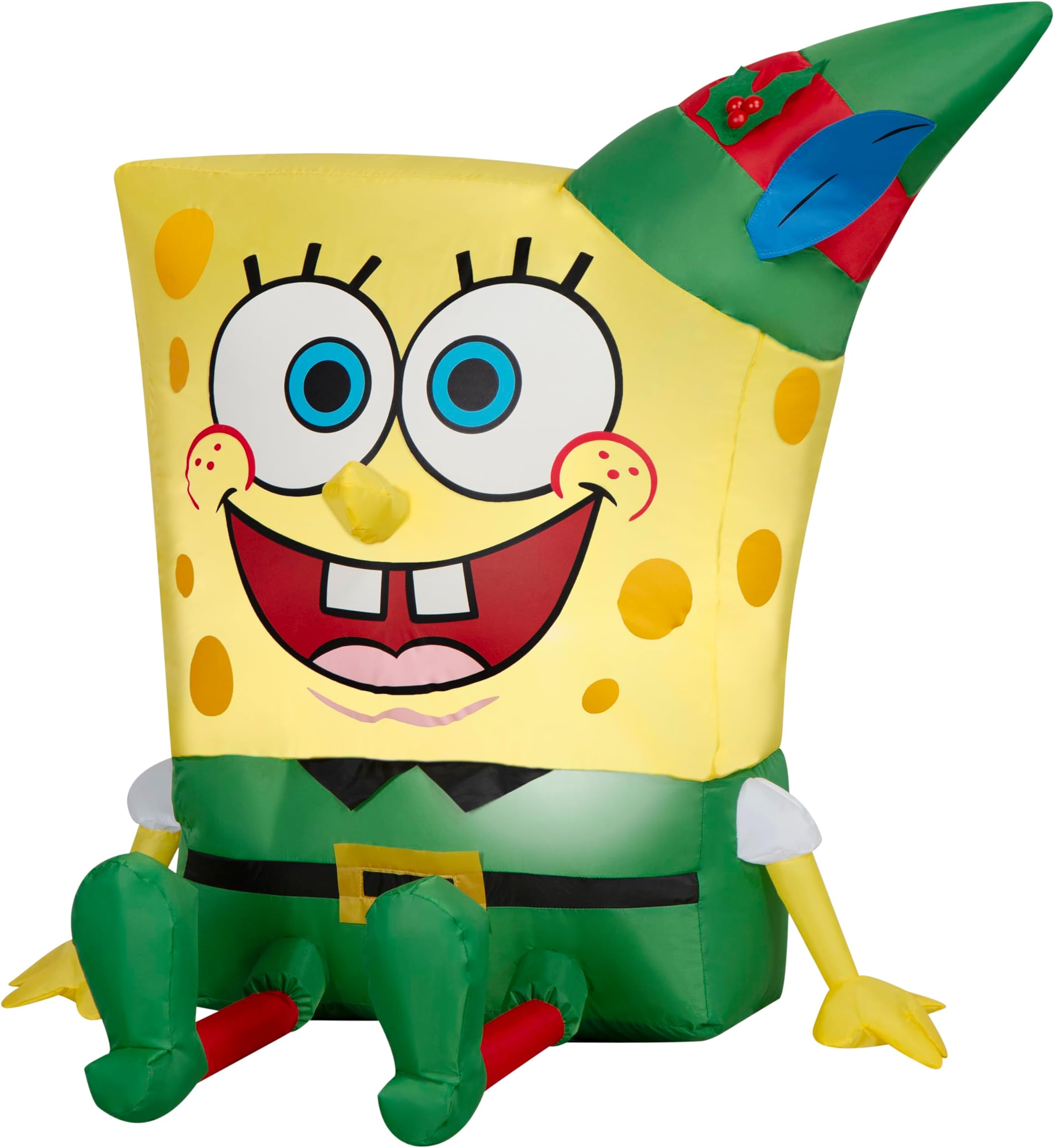 Amazon.com: Gemmy Christmas Inflatable Spongebob in Elf Outfit, 3 ft ...