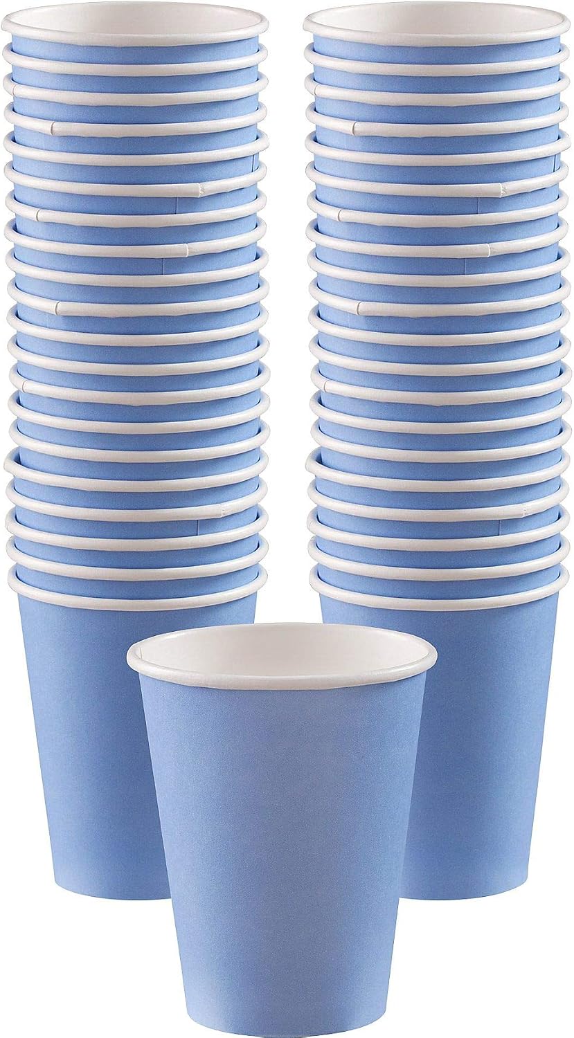 Amazon.com: Big Party Pack Paper Coffee Cups| 12 oz. | Pastel Blue ...