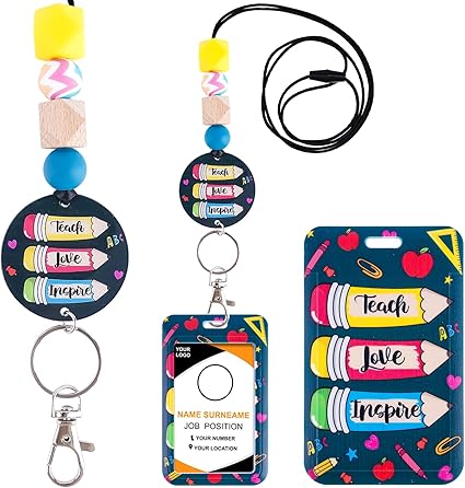 Amazon.com : Teacher Lanyards for ID Badges - Cute Pencil Silicone ...