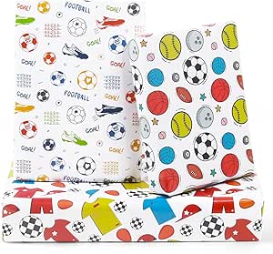Amazon.com: NEPOG Soccer Football Wrapping Paper for Boys Girls Kids ...