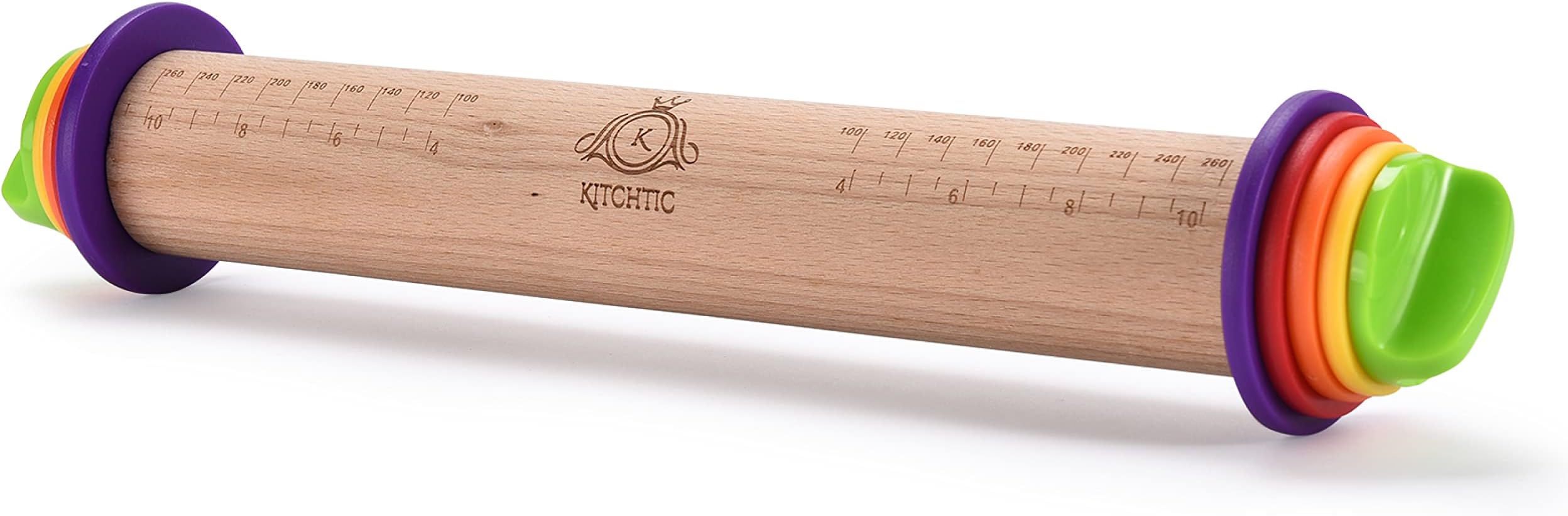 Amazon.com: Kitchtic Rolling Pin with Thickness Rings - Adjustable ...