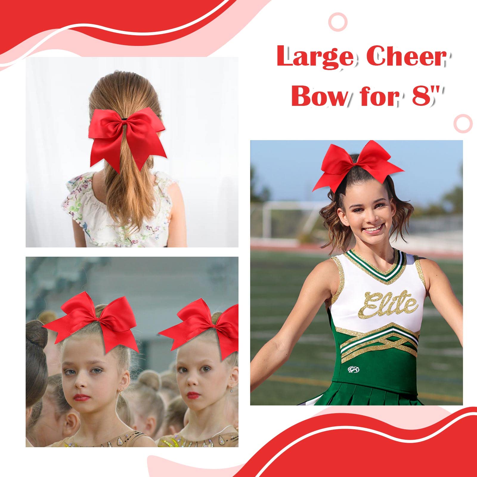 Snapklik.com : CN 30PCS 8" Large Cheer Bows, Cheerleading Bows Ponytail ...