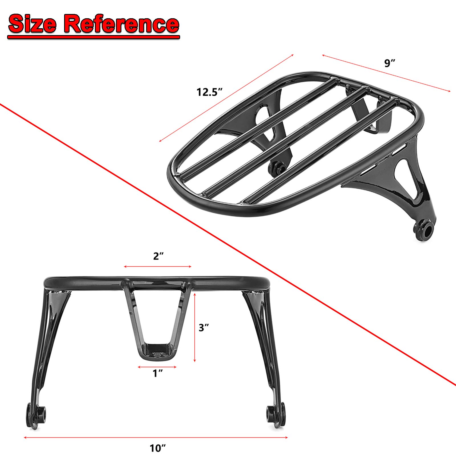WeiSen Glossy Black Solo Luggage Rack Compatible with 2018-UP Harley ...