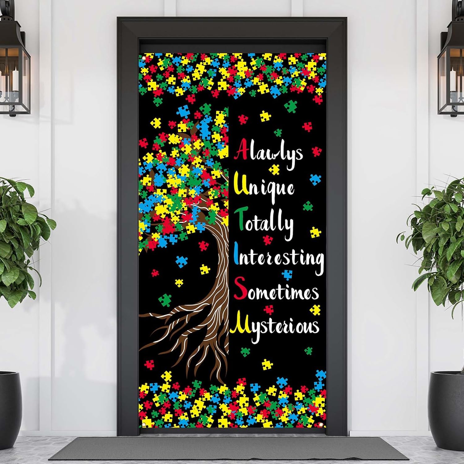 Amazon.com: FARMNALL Autism Awareness Door Cover Autism Awareness Month ...