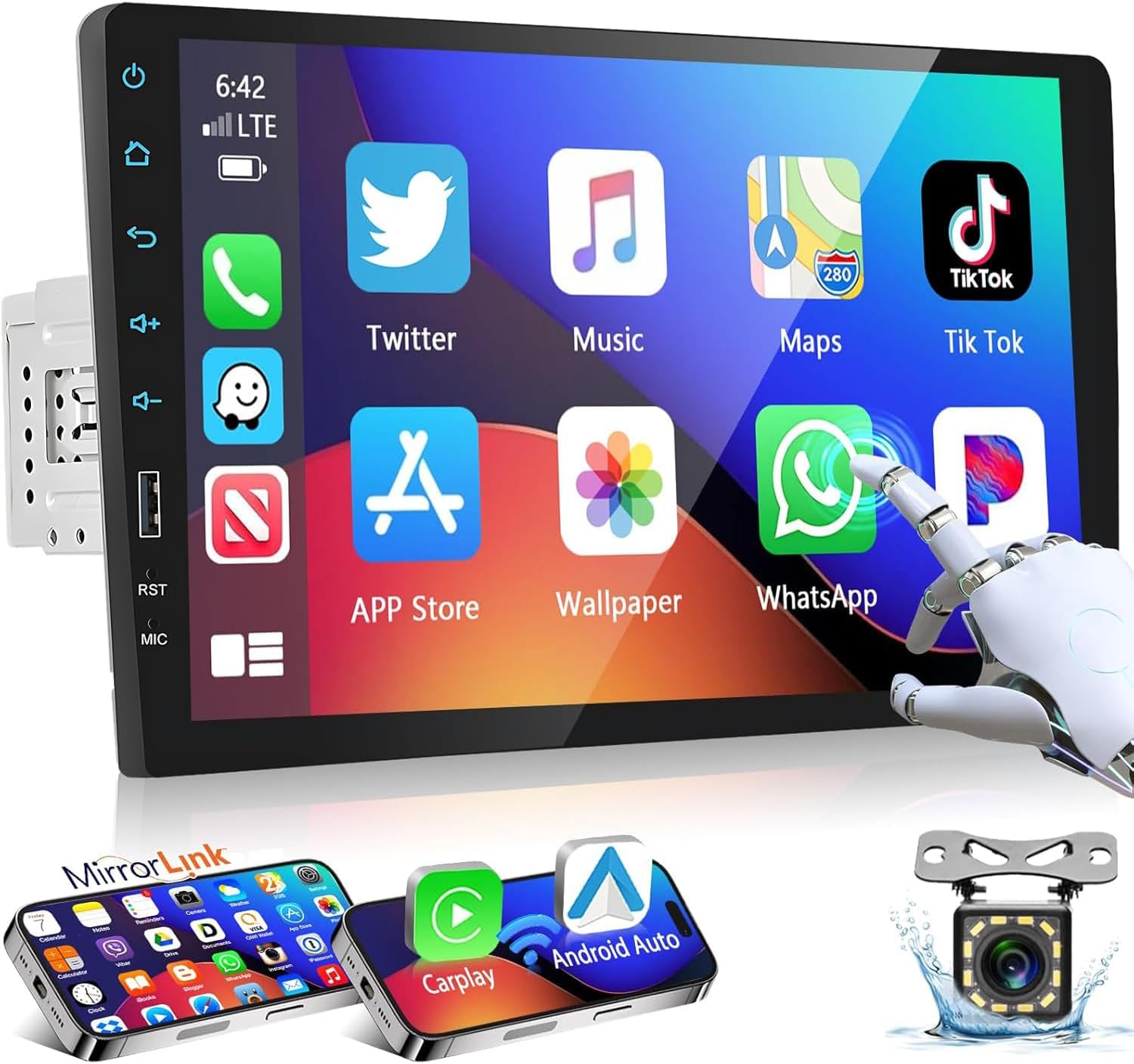 Amazon.com: 9 Inch Car Stereo Single Din Radio with Wireless Apple ...