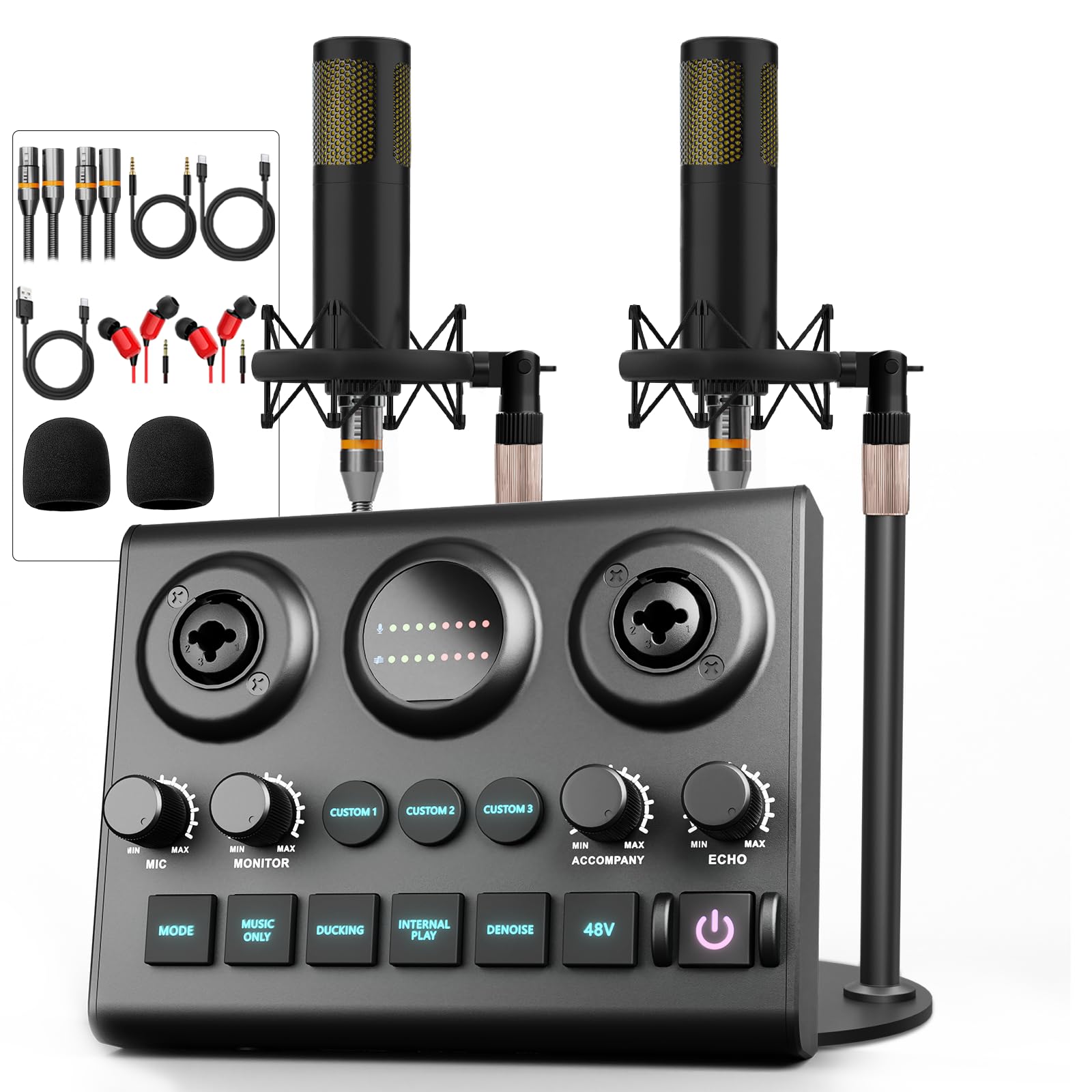Snapklik.com : Podcast Equipment Bundle For 2, Audio Mixer